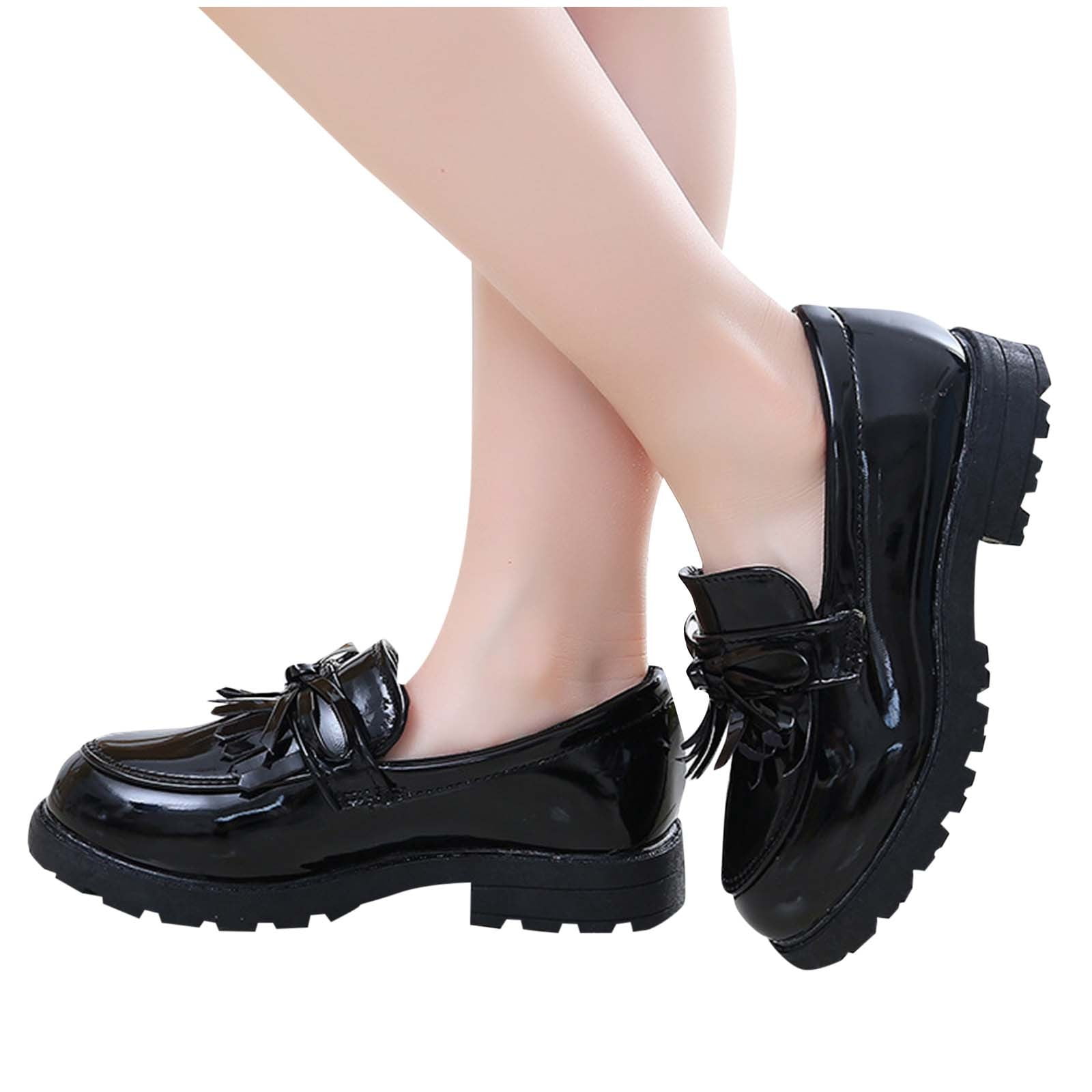 Ynynloco Girls Patent Leather Slip-On Penny Loafers Flats Bow Tassel ...
