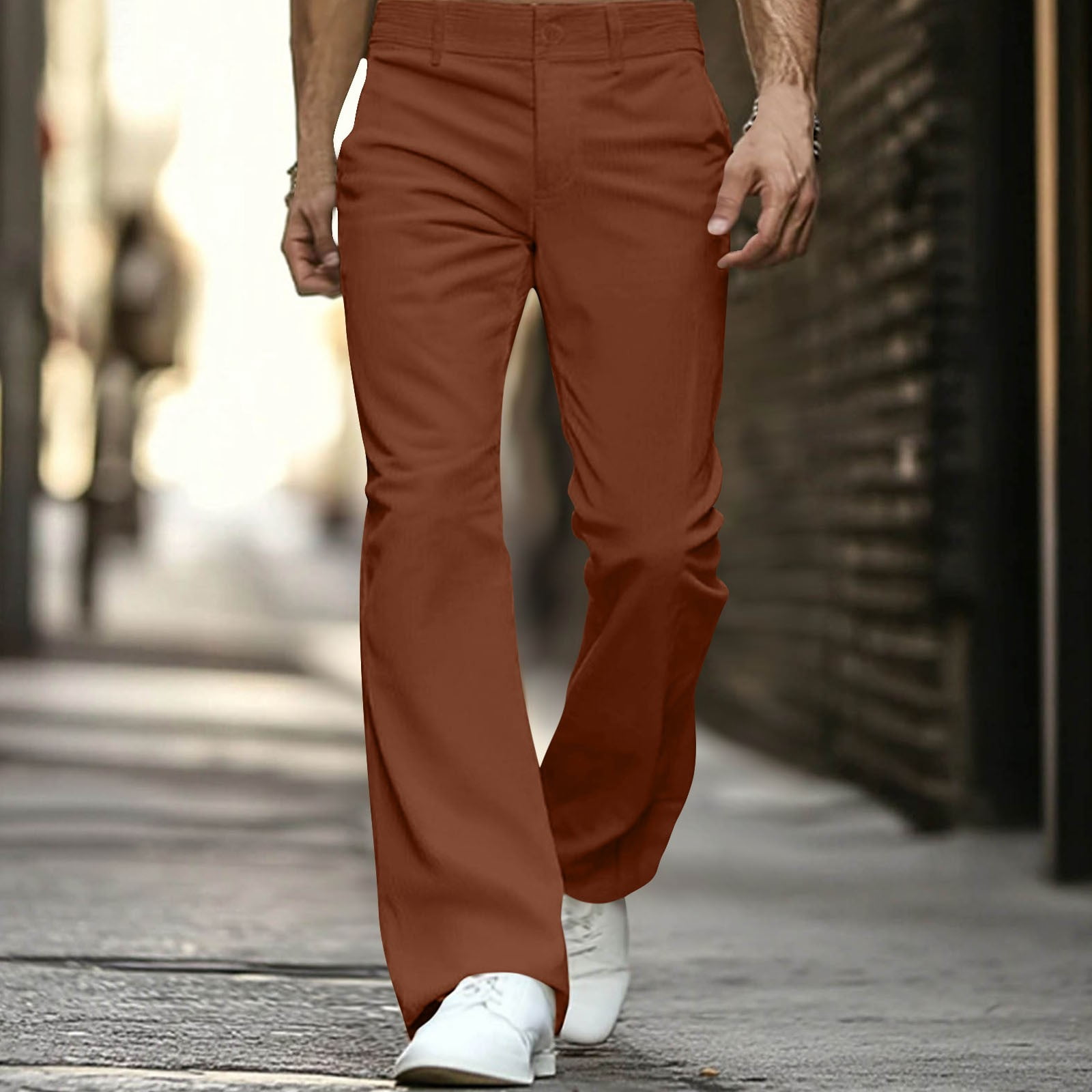 Ynynloco Men's Relaxed Vintage 60s 70s Bell Bottom Stretch Loose Fit ...