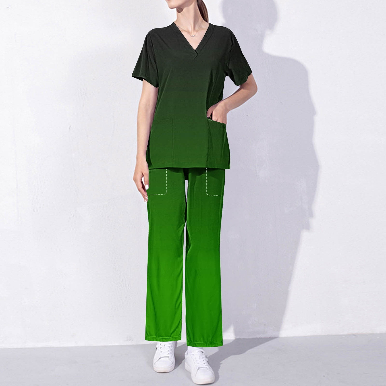 Up to 65% off Ynynloco Scrubs for Women, Gradient Color Short Sleeve ...