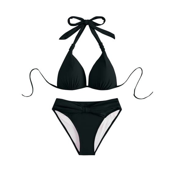 Ynynloco Swim Suits for Women 2025 Two Piece Halter Triangle Bikini ...