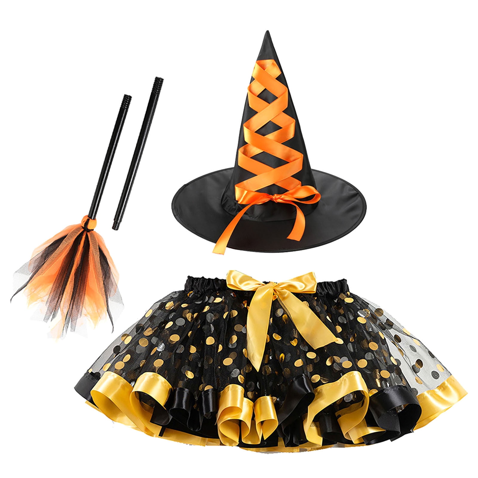 Ynynloco Toddler Baby Girls Witch Tutu Skirt Set with Hat & Broomstick 3 Pcs Dress Up Halloween ...