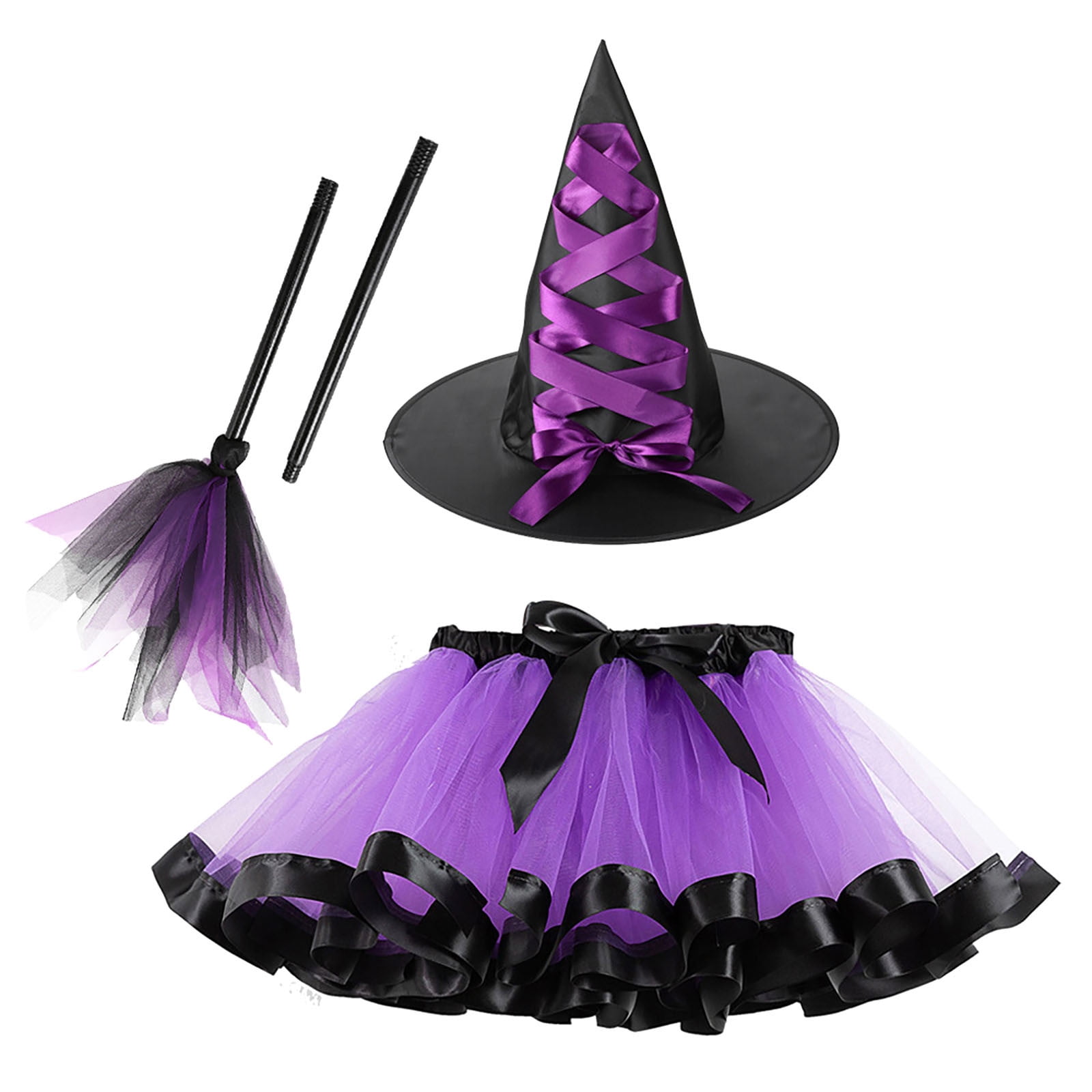 Ynynloco Toddler Baby Girls Witch Tutu Skirt Set with Hat & Broomstick ...