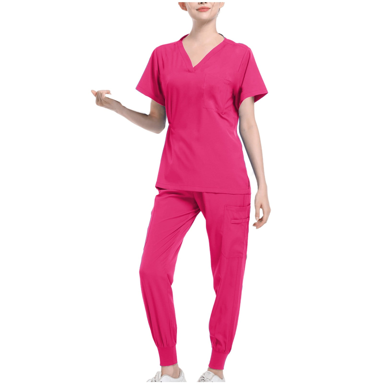 Ynynloco Womens Lightweight Breathable Scrub Sets Solid Color V-Neck ...