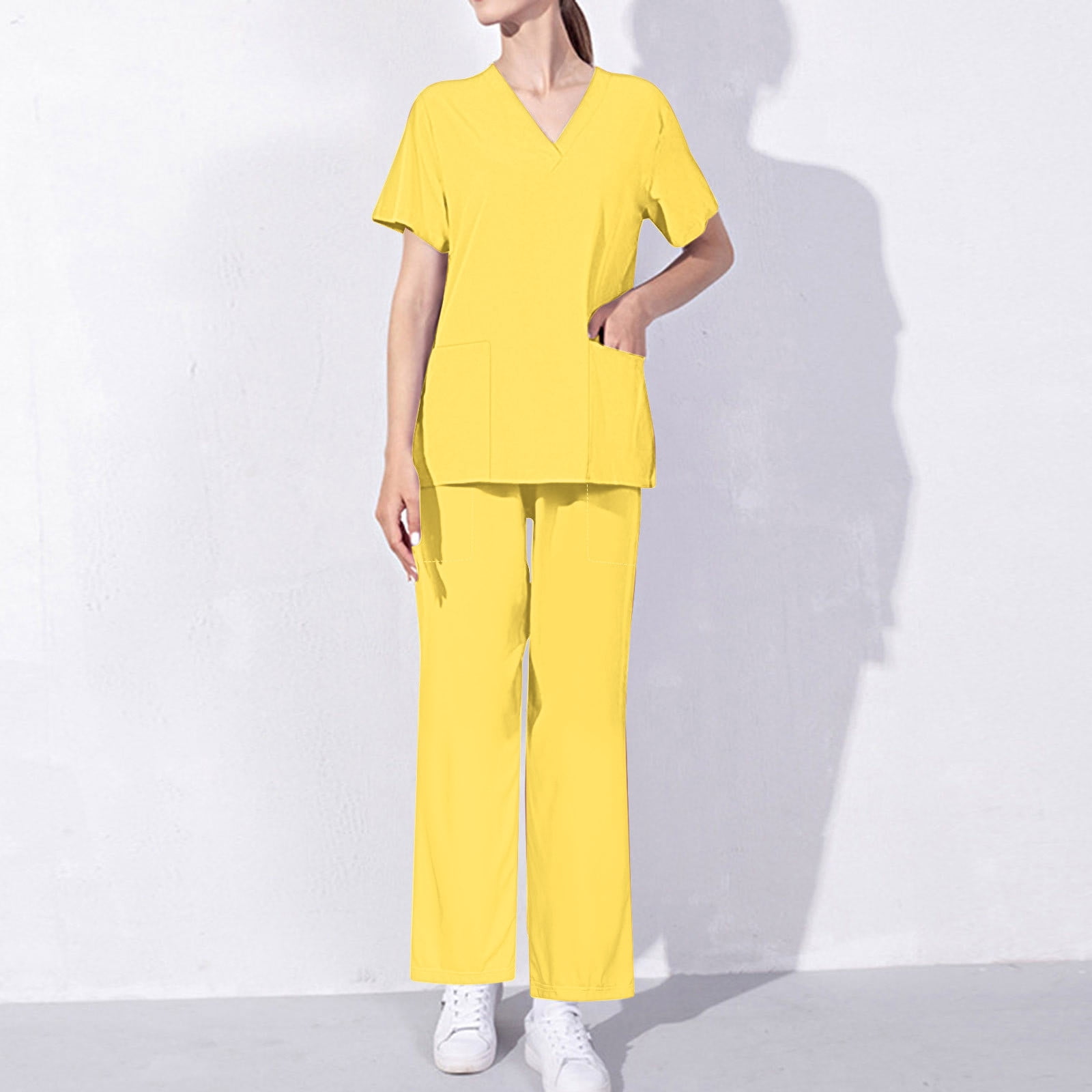 Deals of the Week Clearance Ynynloco Womens Solid Color Scrub Sets ...