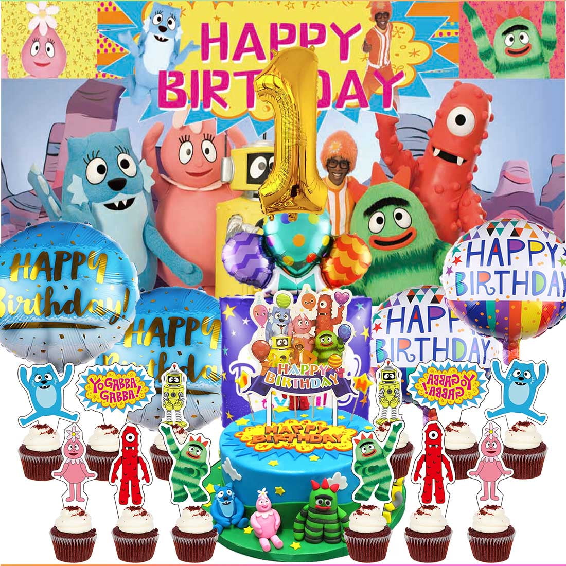 Yo Gabba Gabba Party Supplies Decor 1st Kit Balloons Birthday Cake ...