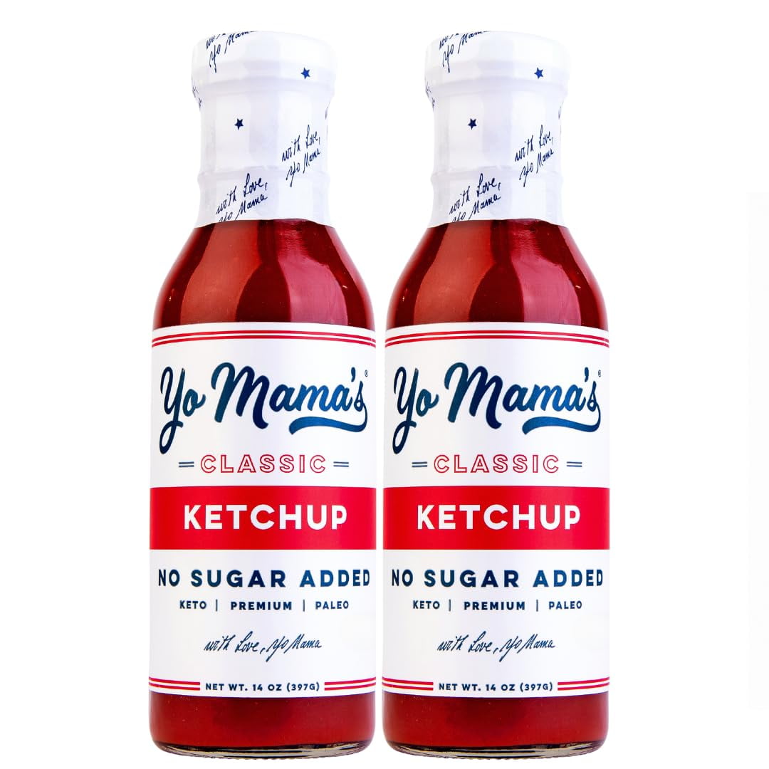 Yo Mama's Keto Classic Ketchup (2 Pack) - Sugar-Free, Low Carb, Vegan ...