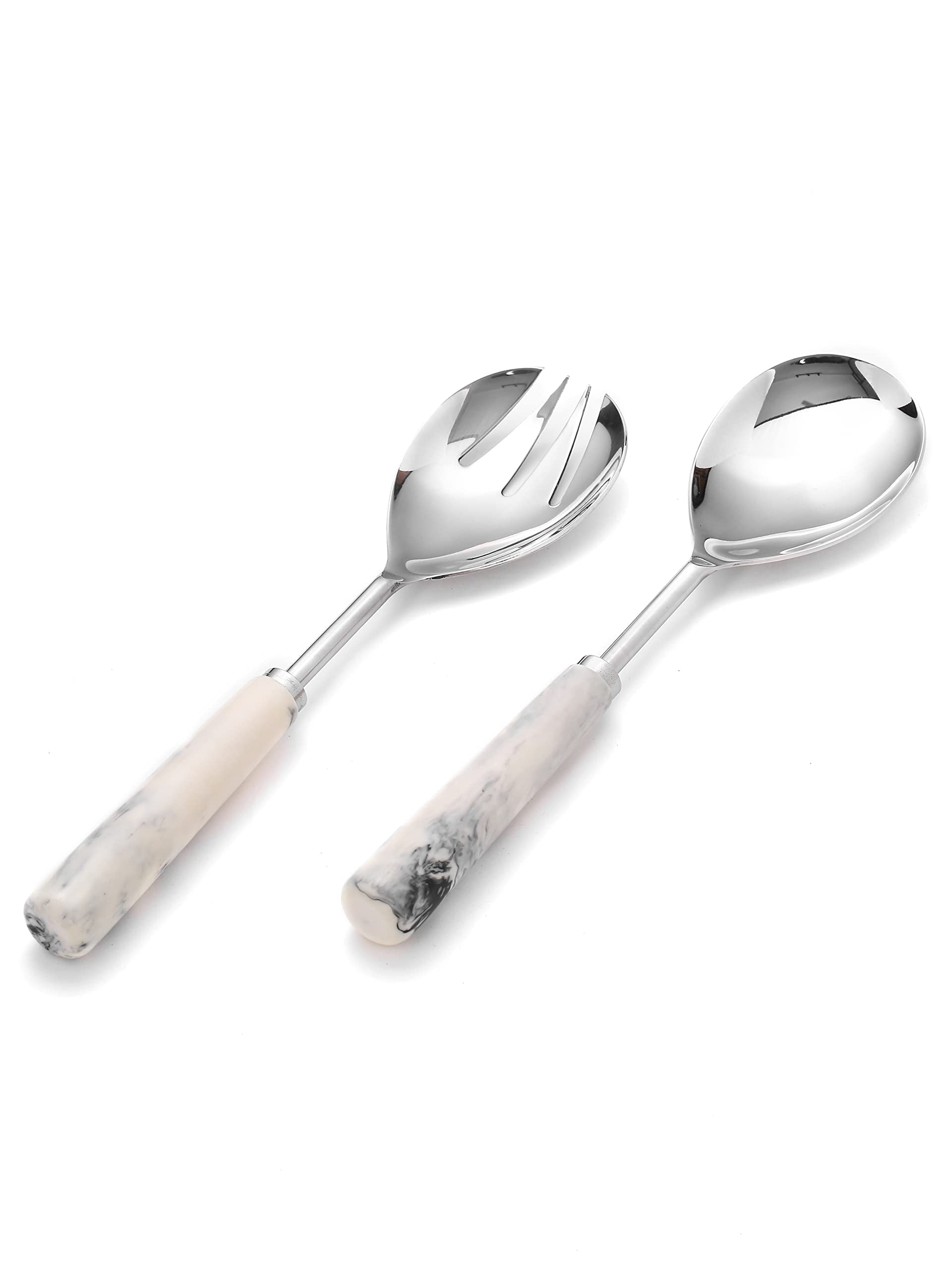 Yo Treasure Handcrafted Ivory Salad Serving Utensils, 2-Piece Stainless ...