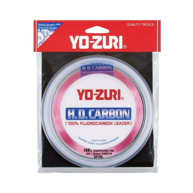 Yo-Zuri HD Pink Fluorocarbon Monofilament Leader, 100LB, 30YD, Disappearing in Saltwater ...