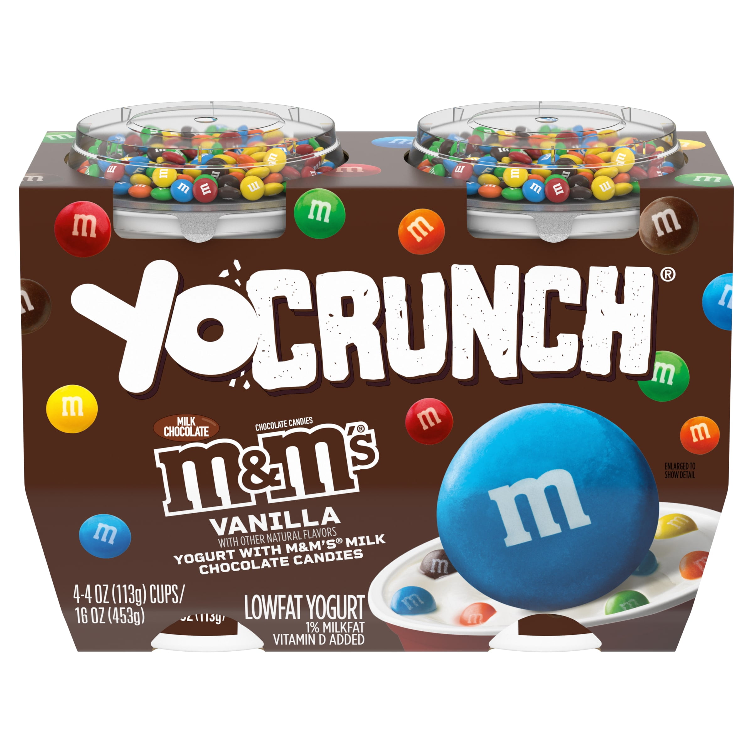 YoCrunch Vanilla Low Fat Yogurt with Mini M&Ms(R), 4 oz Yogurt Cups, 4 ...