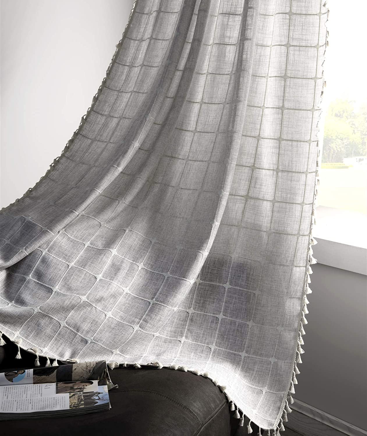 YoKii Boho Curtains for Bedroom 84-Inch Modern Farmhouse Cotton Linen ...