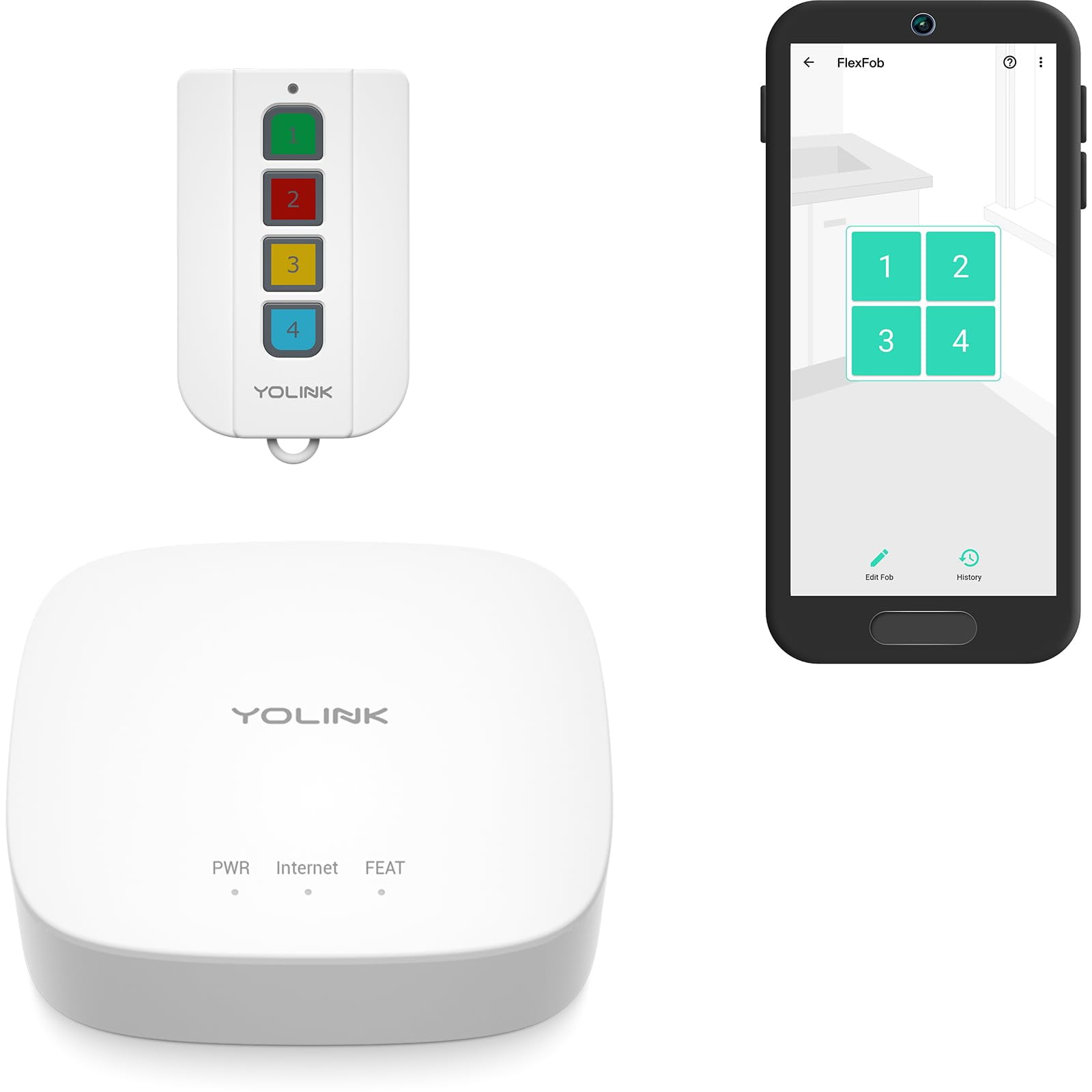 YoLink FlexFob 4-Button Smart Fob, up to 8 Functions, Trigger Alexa ...