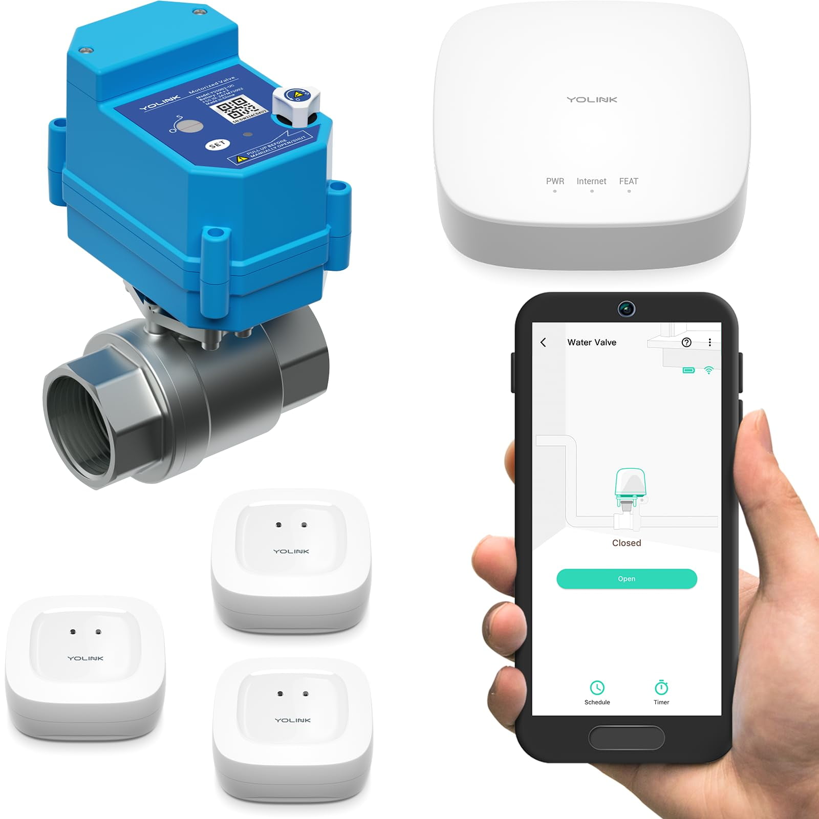 YoLink LoRa Smart Water Leak Protection System, Including 1/2 ...