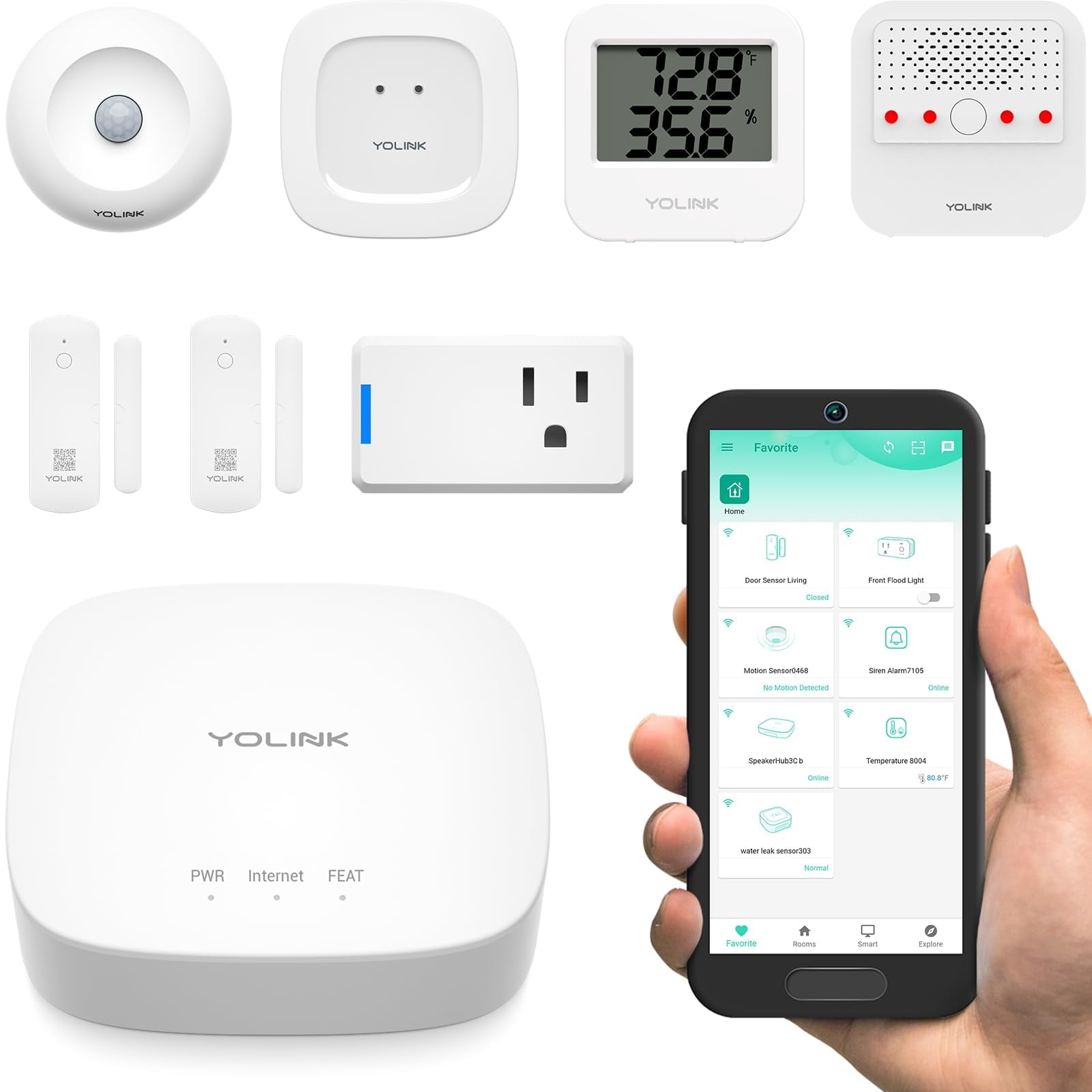 YoLink Smart Home Starter Kit: Smart Plug Mini, Siren Alarm, Water Leak ...