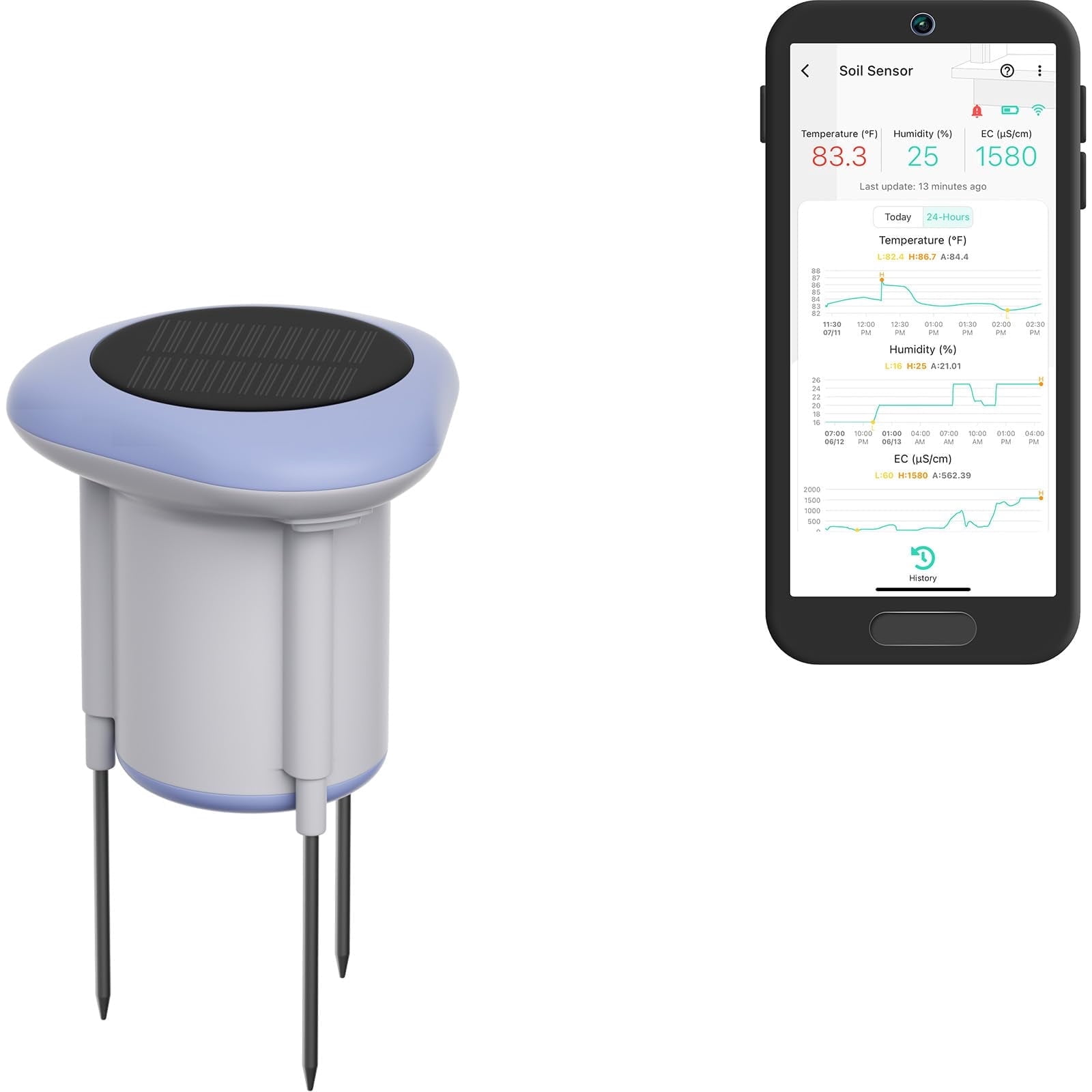 YoLink Smart Solar Soil Detector with LoRa, Real-Time Alerts & 3-in-1 ...