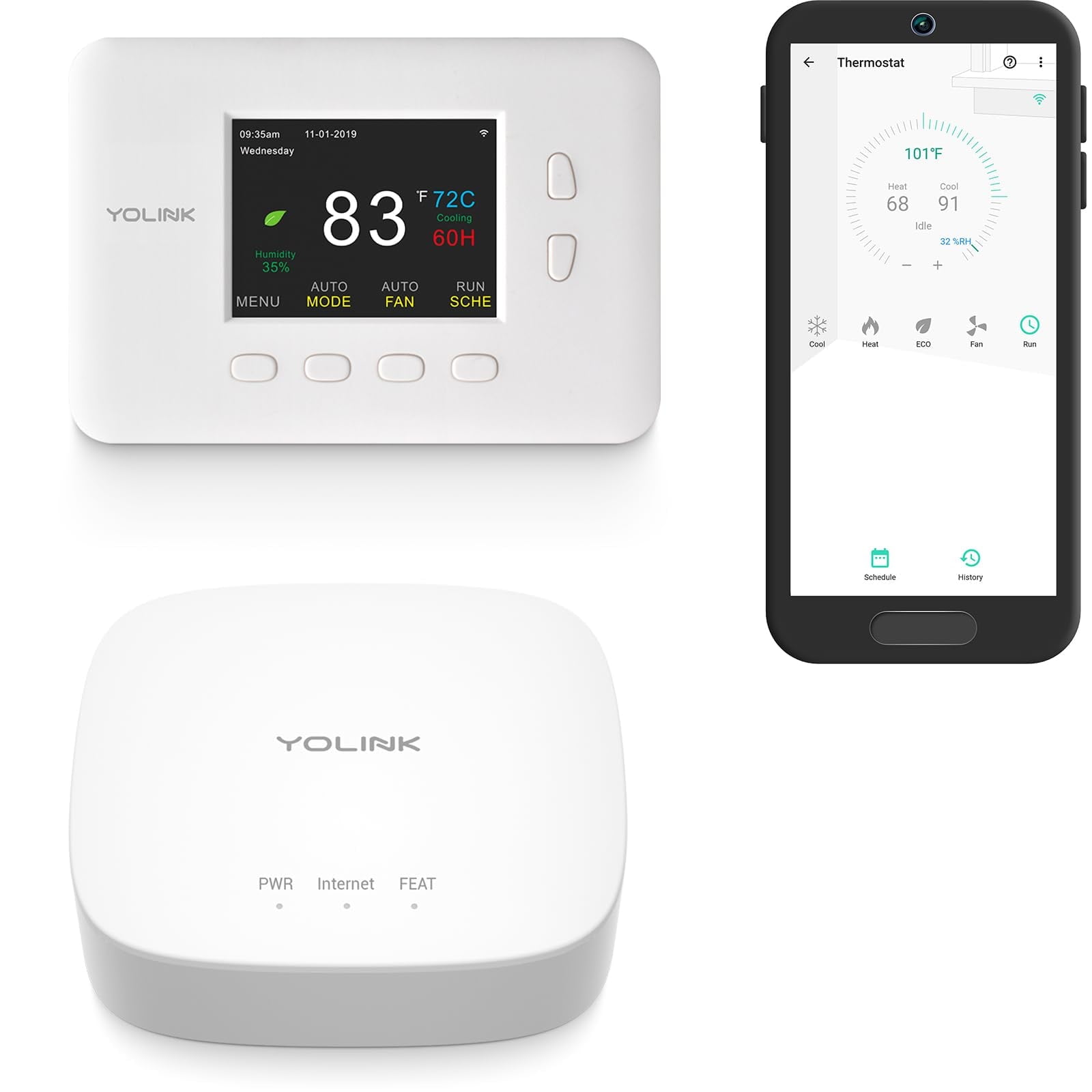 YoLink Smart Thermostat, Now Heat Pump Compatible, Android & iOS App ...