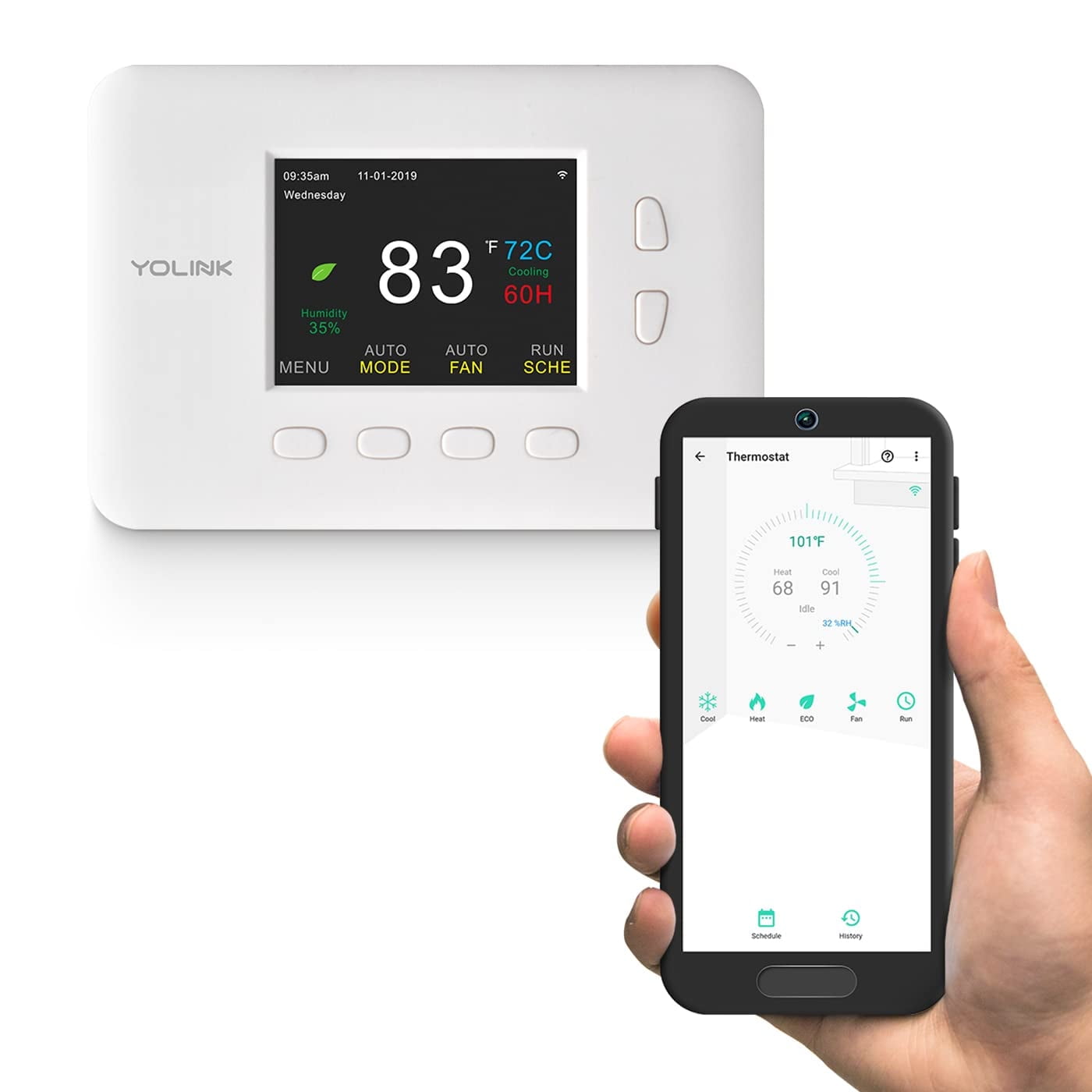 YoLink Smart Thermostat, Now Heat Pump Compatible, Android & iOS App ...
