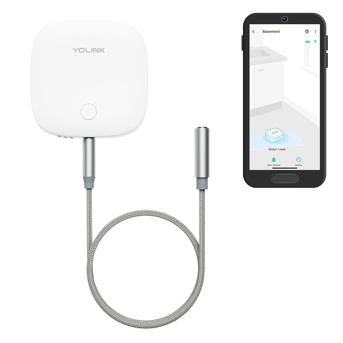 YoLink Smart Water Leak Sensor 2 with Alarm, Long-Range Basement ...