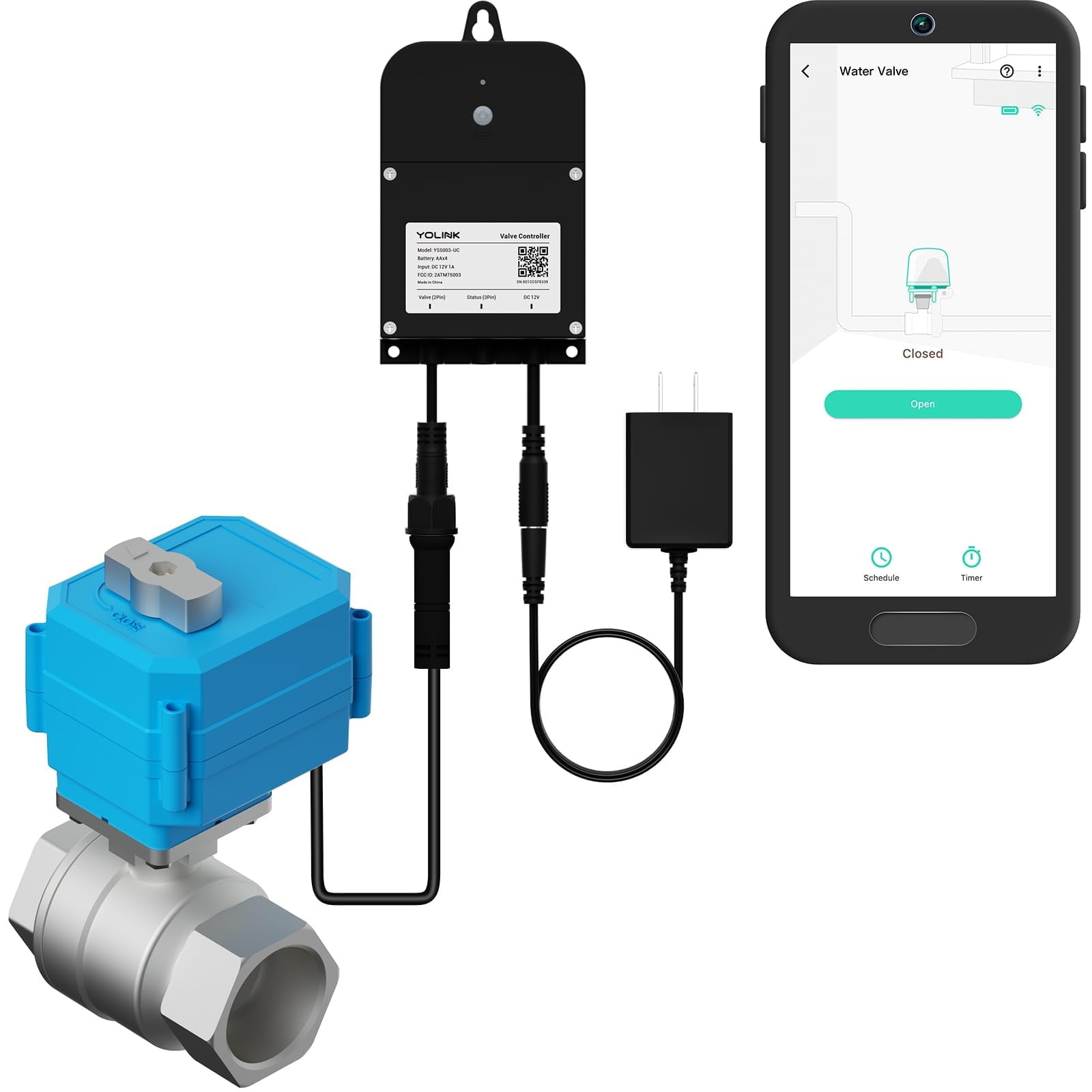 Yolink Wireless Smart Valve Control Kit 1 1 4 Stainless Steel Motorized Valve Wireless Valve