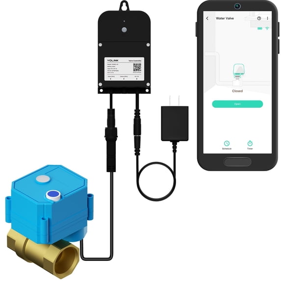 YoLink Wireless Smart Valve Control Kit, 1/2" Brass Motorized Valve ...