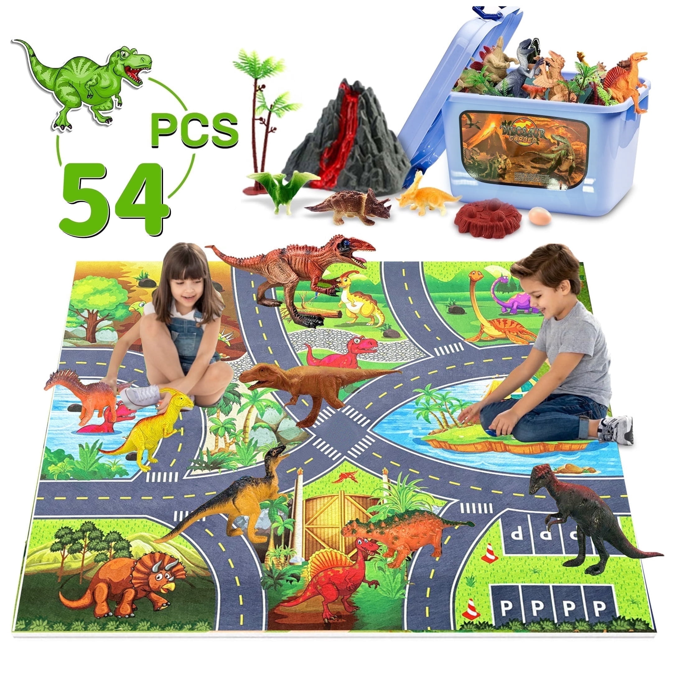 KOPPOP Dinosaur Playset (54PCS) - Realistic Dino Figures with Activity ...