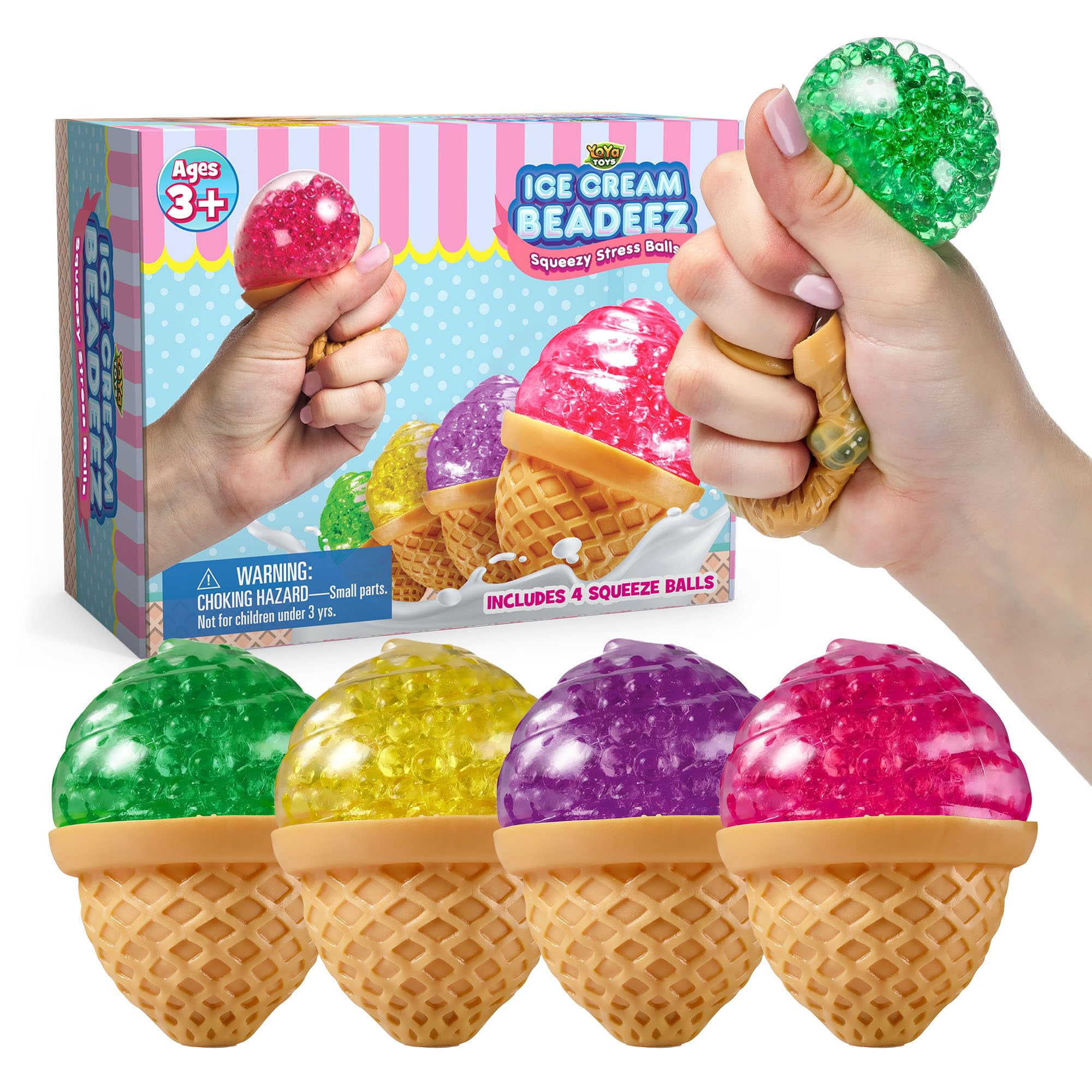YoYa Toys Ice Cream Cone DNA Balls - Fidget Toy Stress Ball - Colorful ...