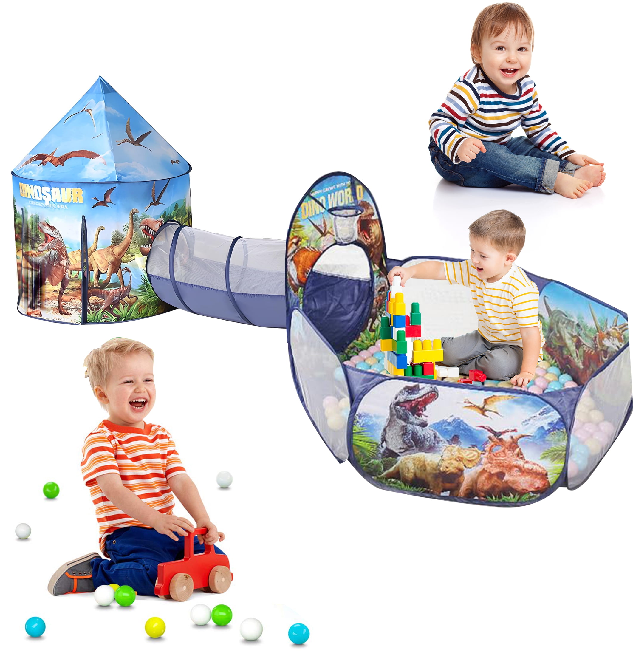 Kids Play Tent with Ball Pit, Pop Up Playhouse Toys with Tunnel for ...