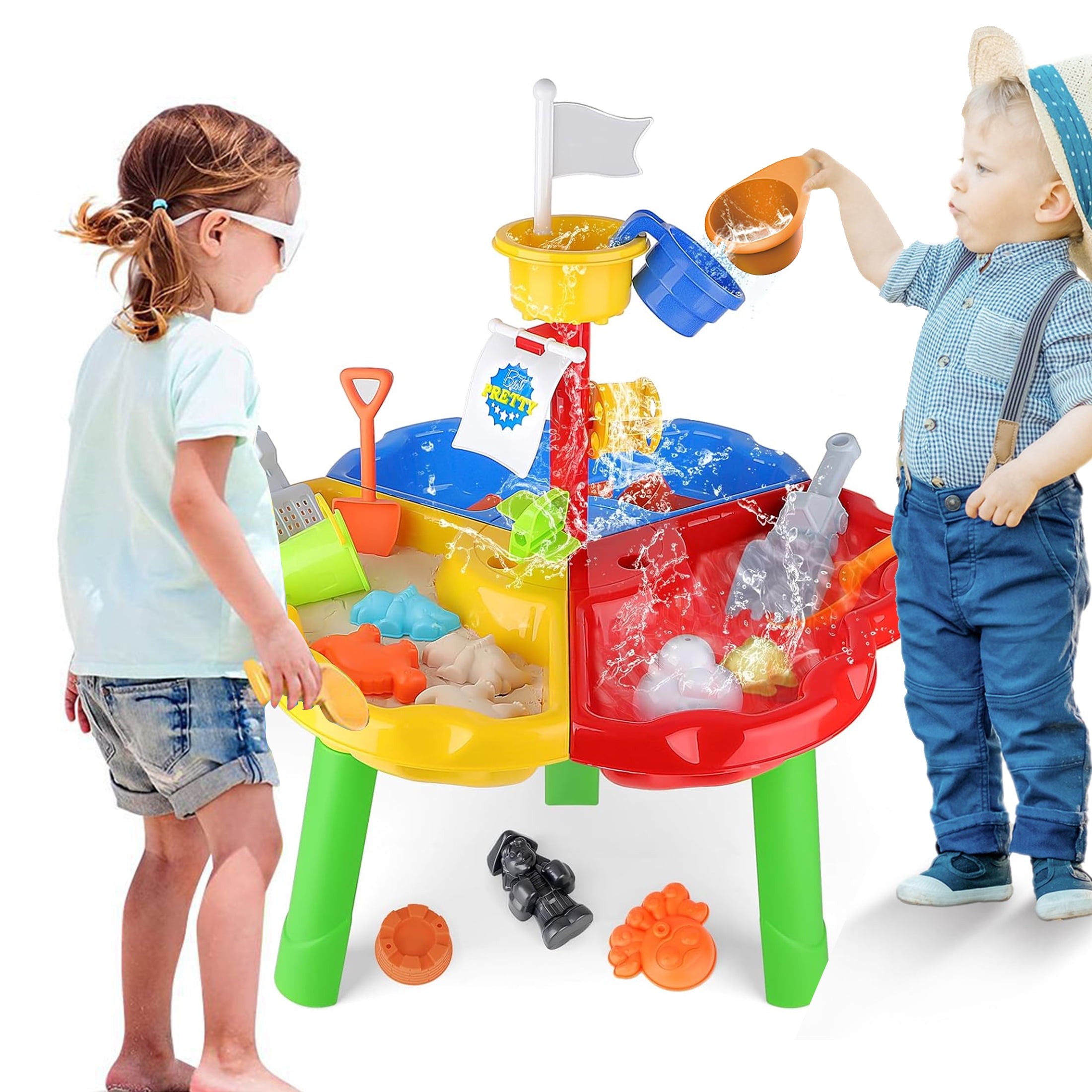 YoYfun Sand Water Table for Toddlers, 3 in 1 Sand and Water Play Table ...