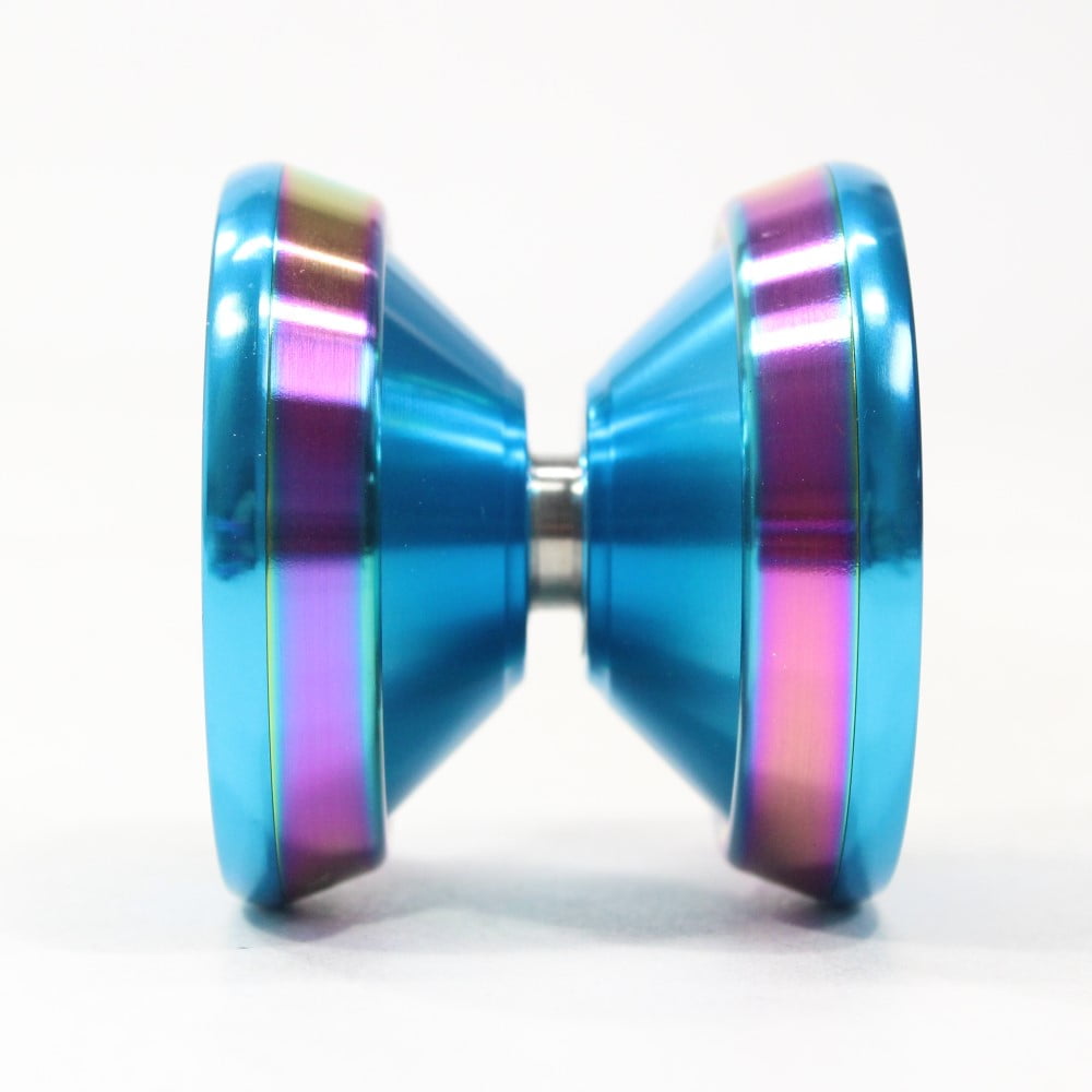 YoYoFactory IQ Yo-Yo - Wide Bi-Metal Performer YoYo (Aqua with Rainbow ...