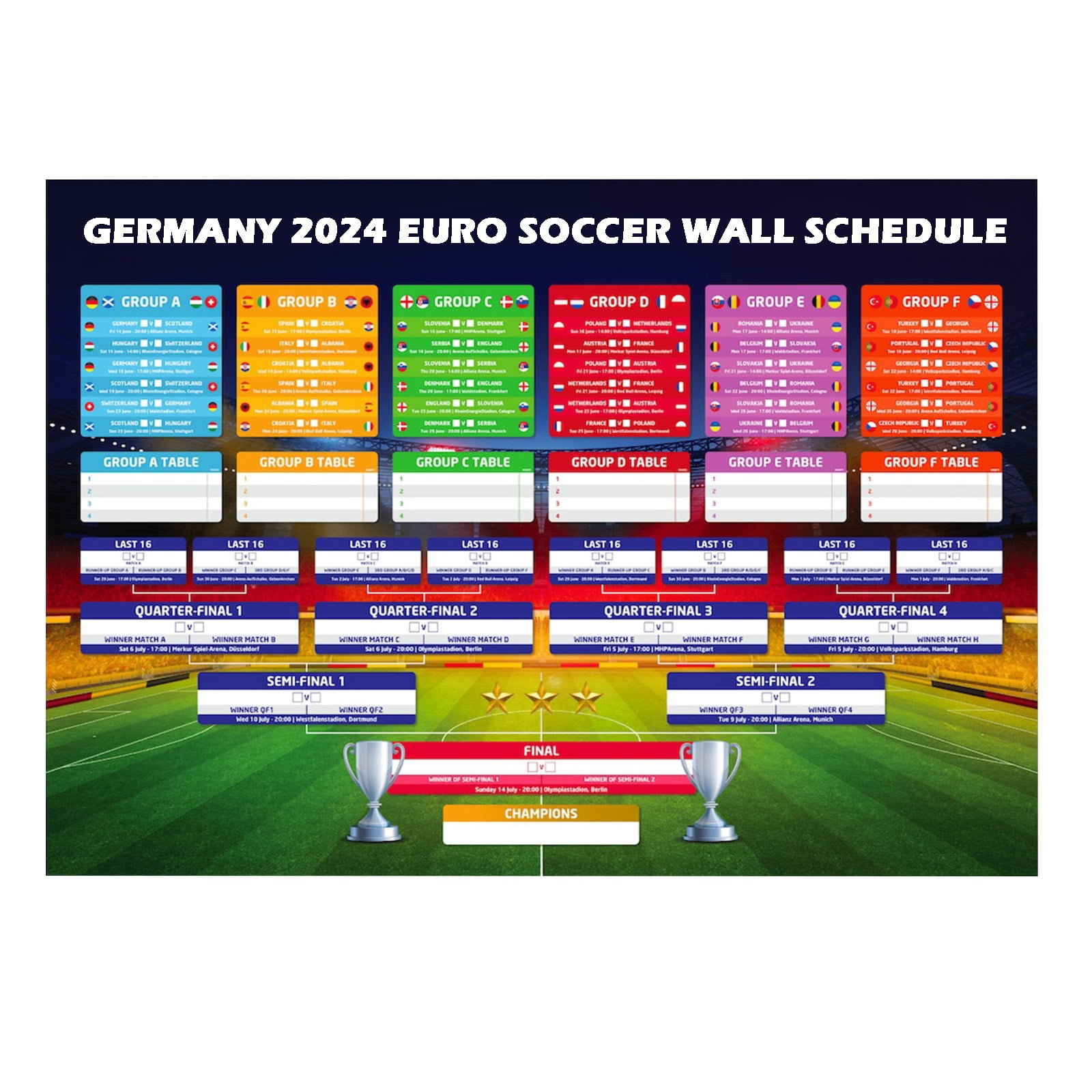 YoaNJYGR Outdoor Event Tent Germany 2024 Wall Schedule Wallchart 2024 | Germany Themed Wallchart ...