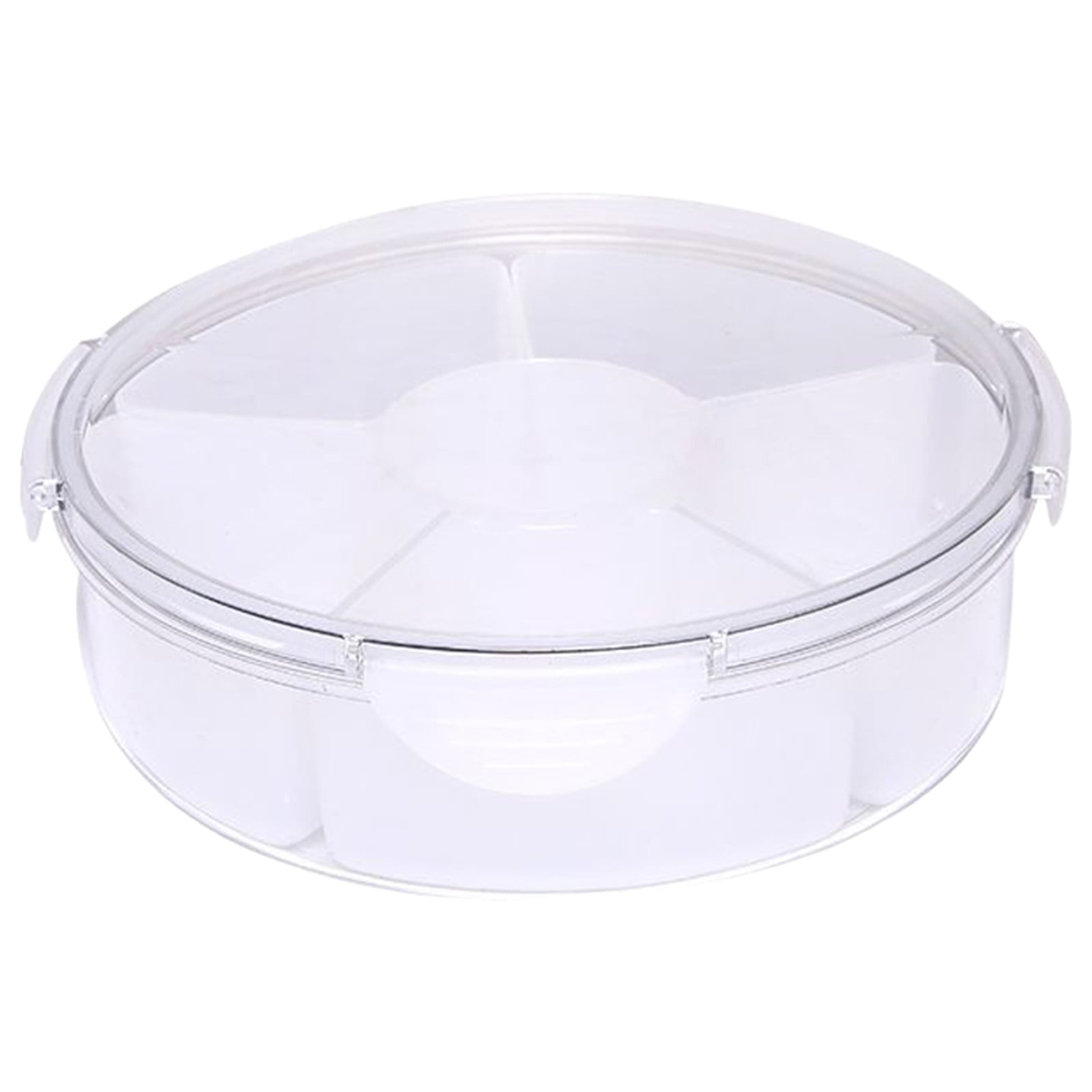 Yoaney Divided Serving Tray with Lid, Rotating Snack Container, Clear ...