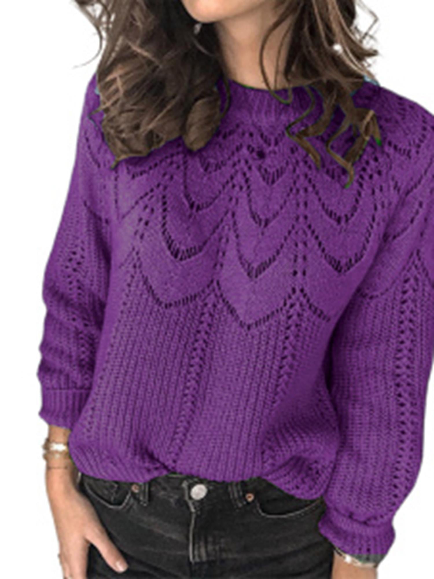 Yobecho Womens Casual Longsleeve O Neck Knit Sweater