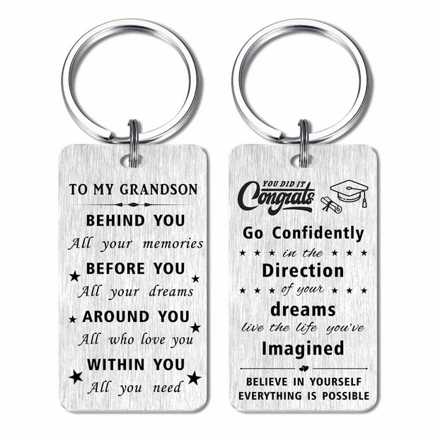 Yobent Grandson Graduation Grandson Gifts Keychain 2024 for College ...