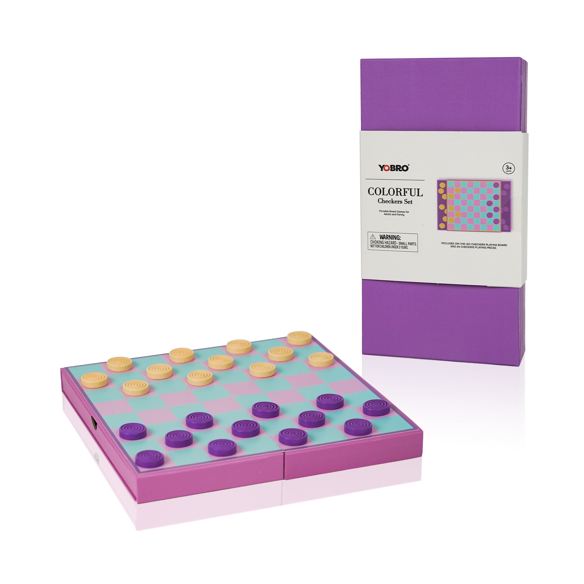 Yobro Colorful Checkers Set Classic Board Games, Portable Travel ...