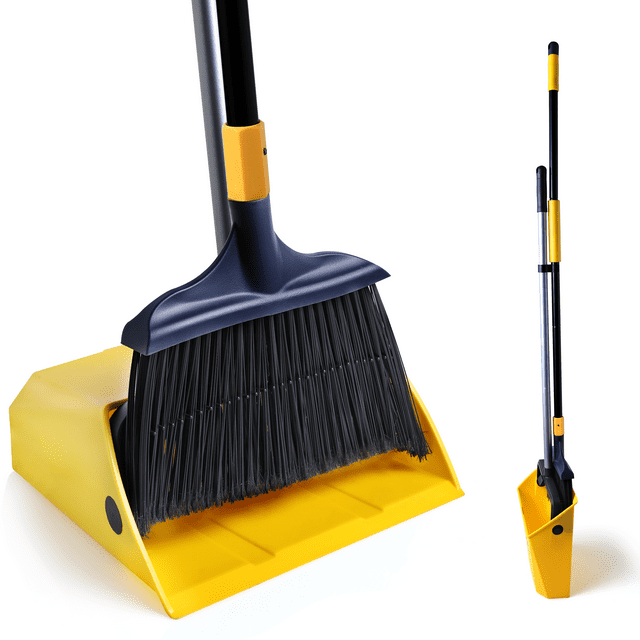"Yocada Upright Broom and Tall Standing Dustpan Set, Heavy Duty with 54 ...