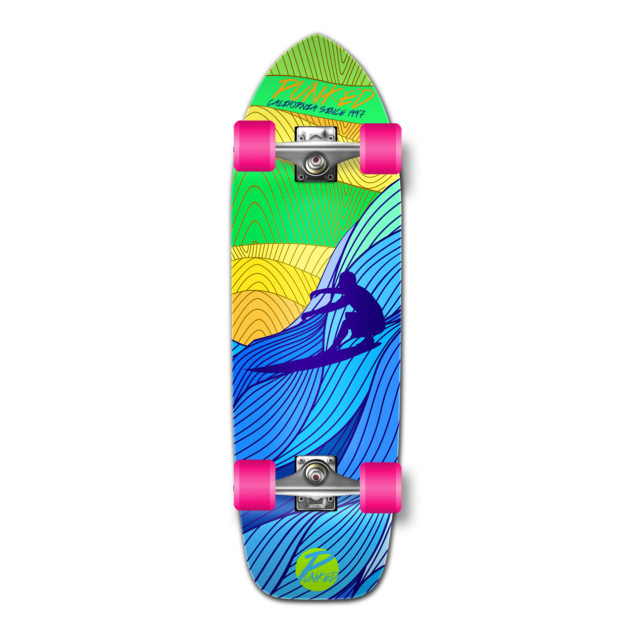 Yocaher Old School 33" x 10" Longboard Complete - Blue Surf's Up ...