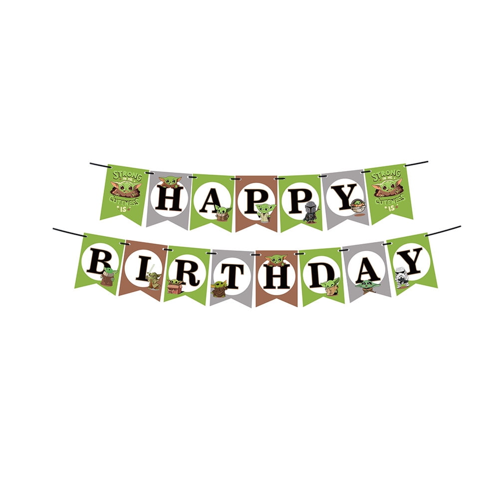 Yoda Happy Birthday Banner Party Decoration Bunting for Women Men Girl ...