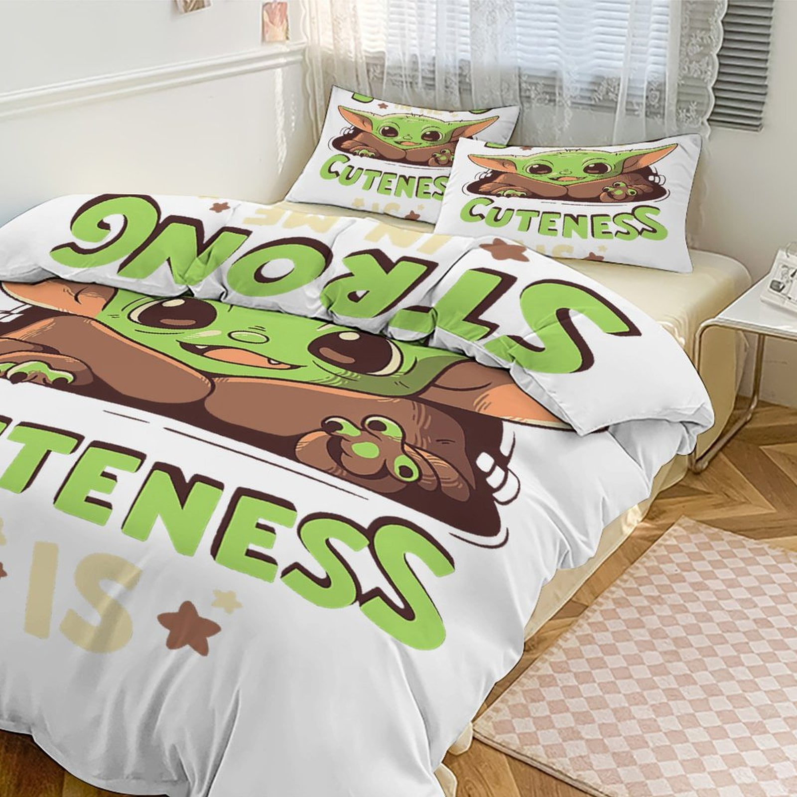 Yoda Kids Bedding Set 3 Piece Set Cartoon Double-sided Printing Queen ...