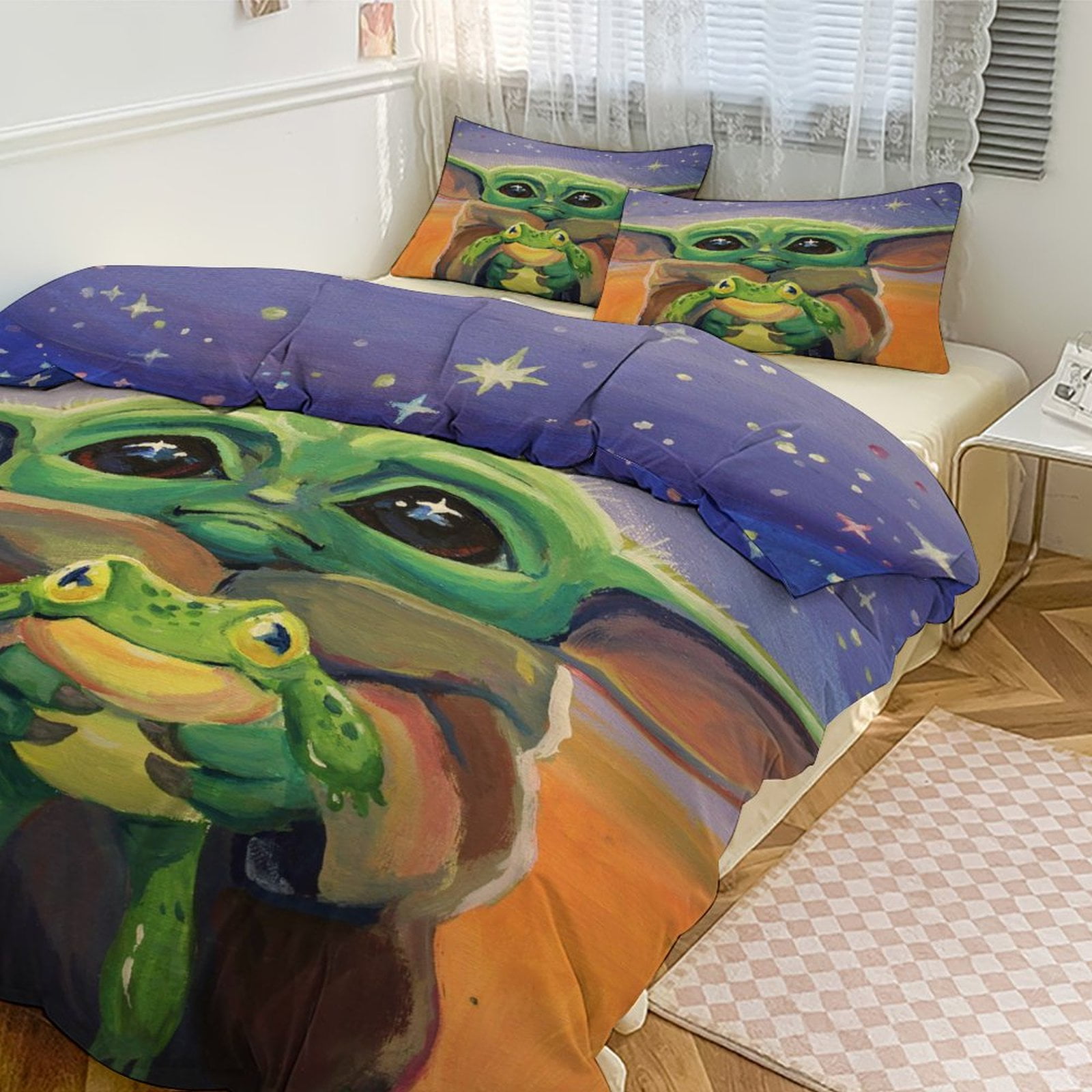 Yoda Kids Bedding Set 3 Piece Set Cartoon Double-sided Printing Queen ...