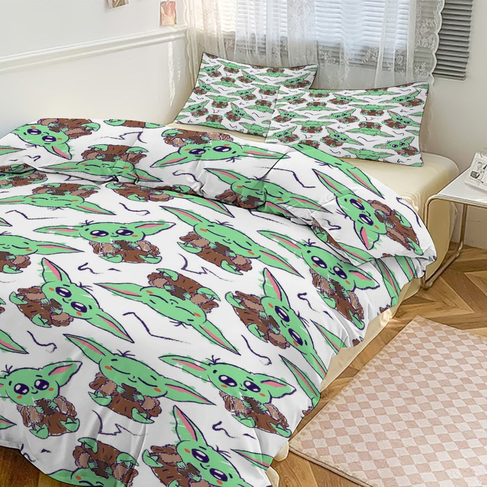 Yoda Kids Bedding Set 3 Piece Set Cartoon Double-sided Printing Queen ...