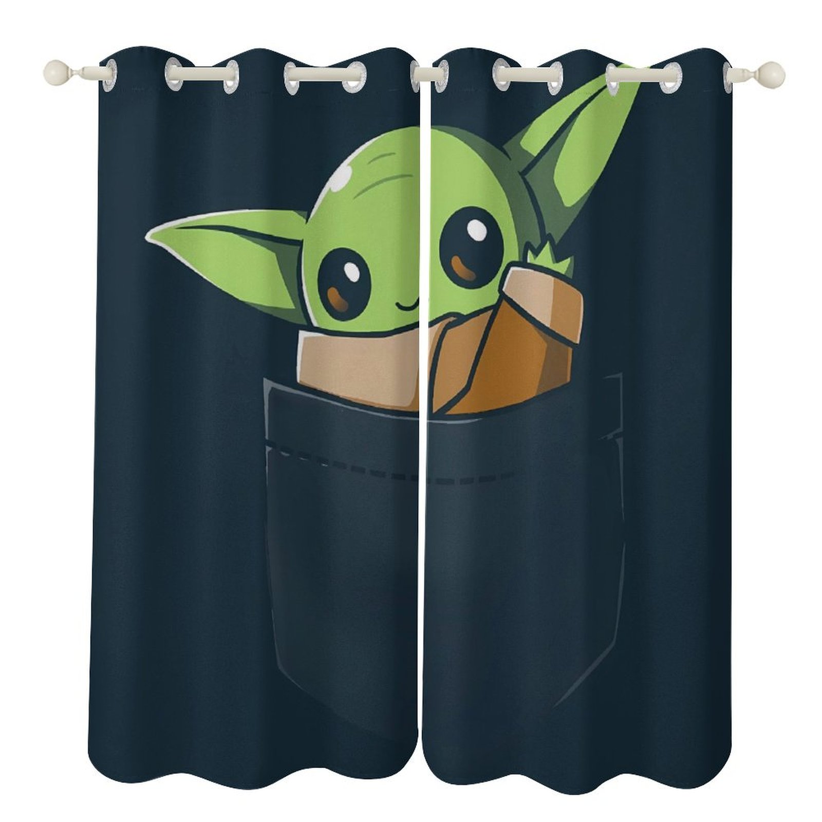 Yoda Perforated Curtain Blackout Curtains Decorative Apartment Bedroom ...