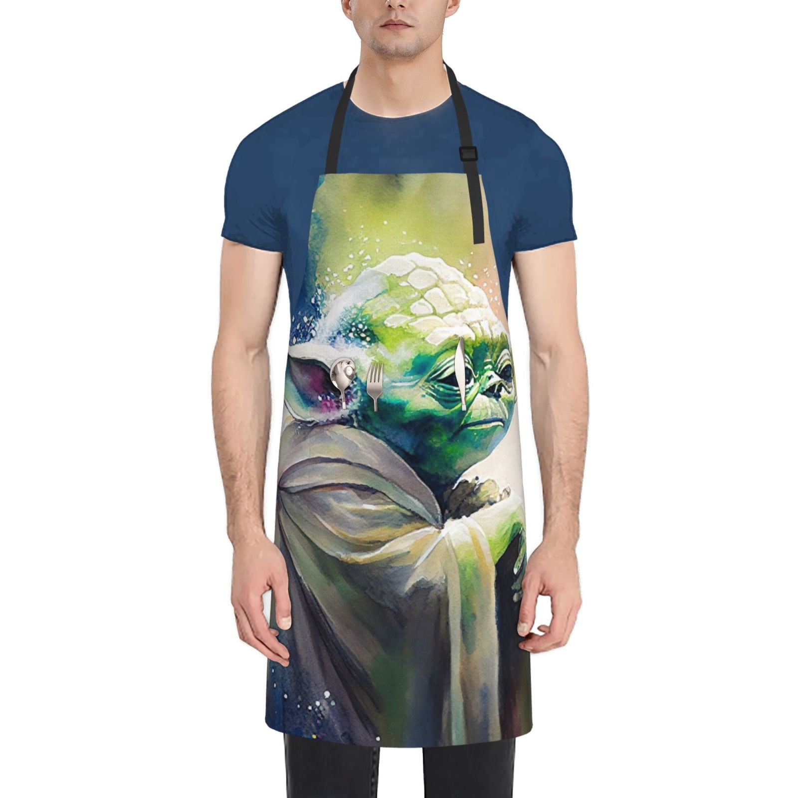 Yoda Waterproof Cooking Aprons, Adjustable Bib Soft Chef Apron With 2 ...