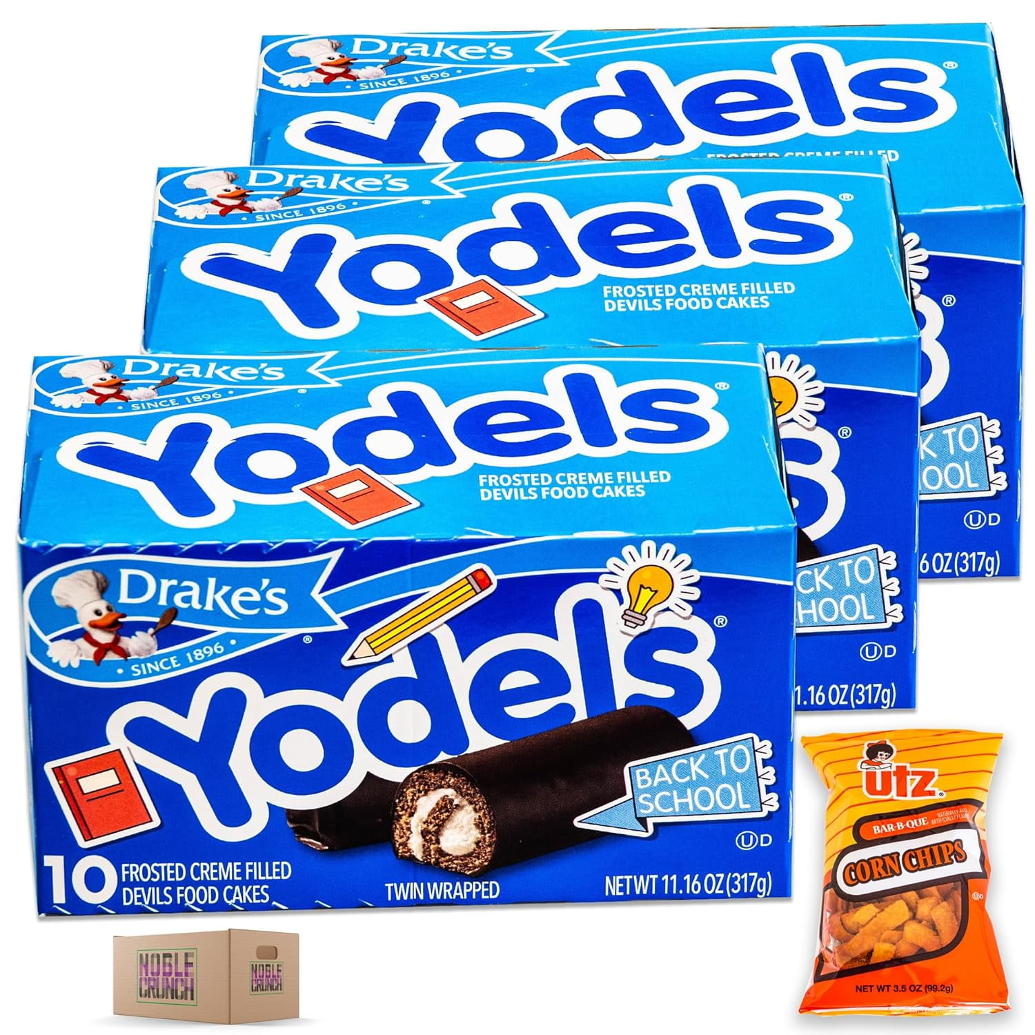 Yodels (3, 10ct pas) - Utz BBQ Corn Chips (1, 3.5oz bag) - 4 Items ...