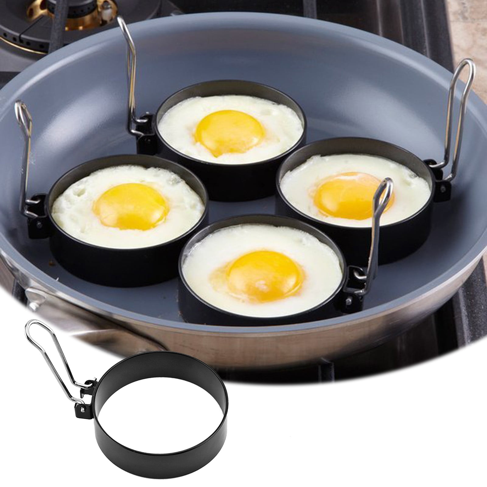 YoeXGDS 2.6'' Egg Rings with Silicone Handle, Stainless Steel Egg ...