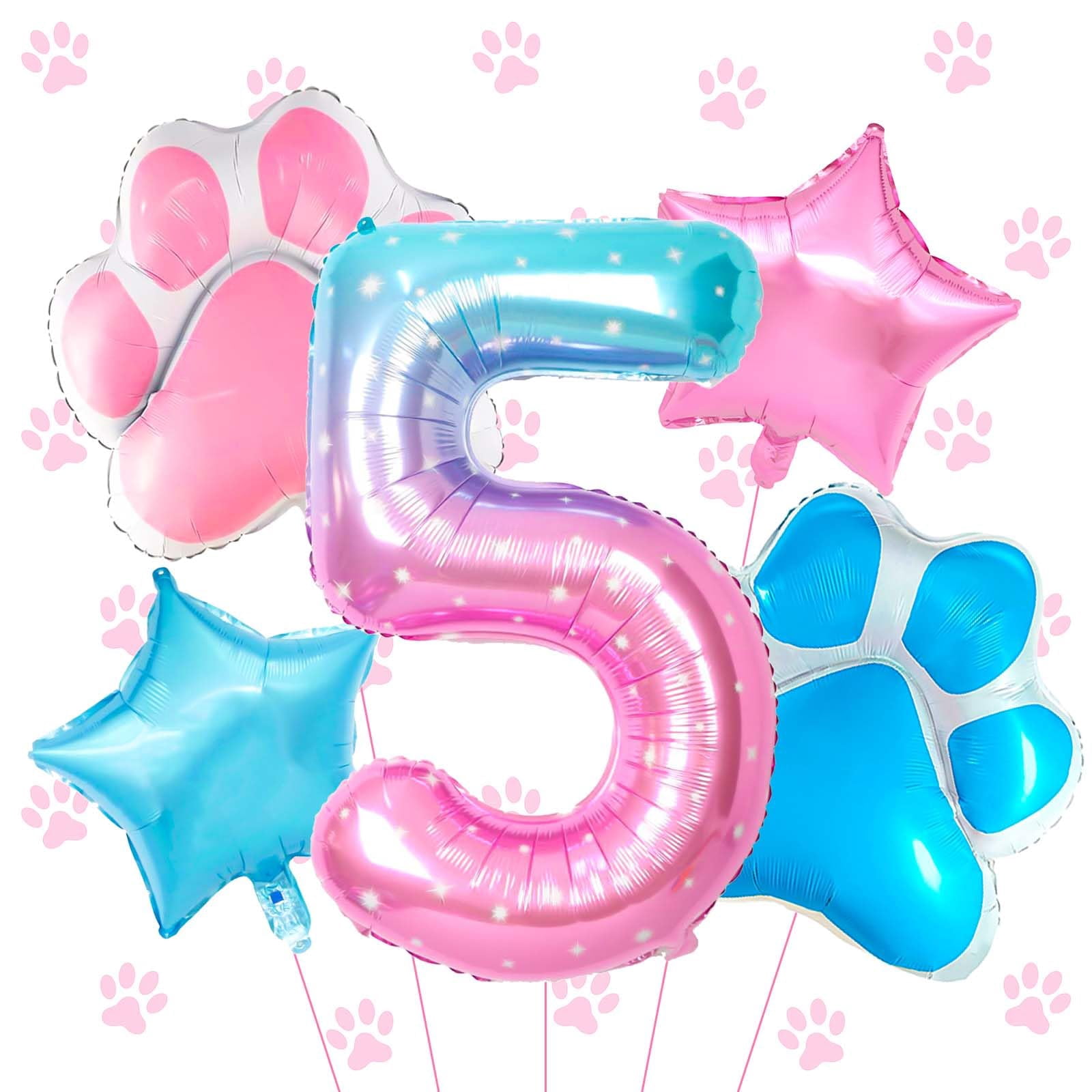 Yoehlon Dog Birthday Balloon, Pink Paw KKS1 Print Balloons, 5th ...