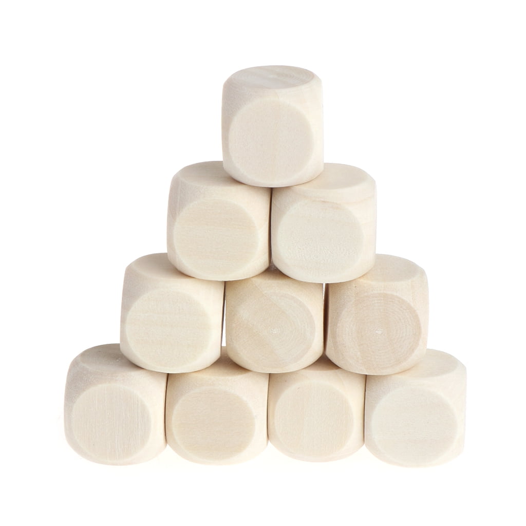 Yoetaun 10 Pieces Wooden Unfinished 6 Sided Wood Cubes with Rounded ...