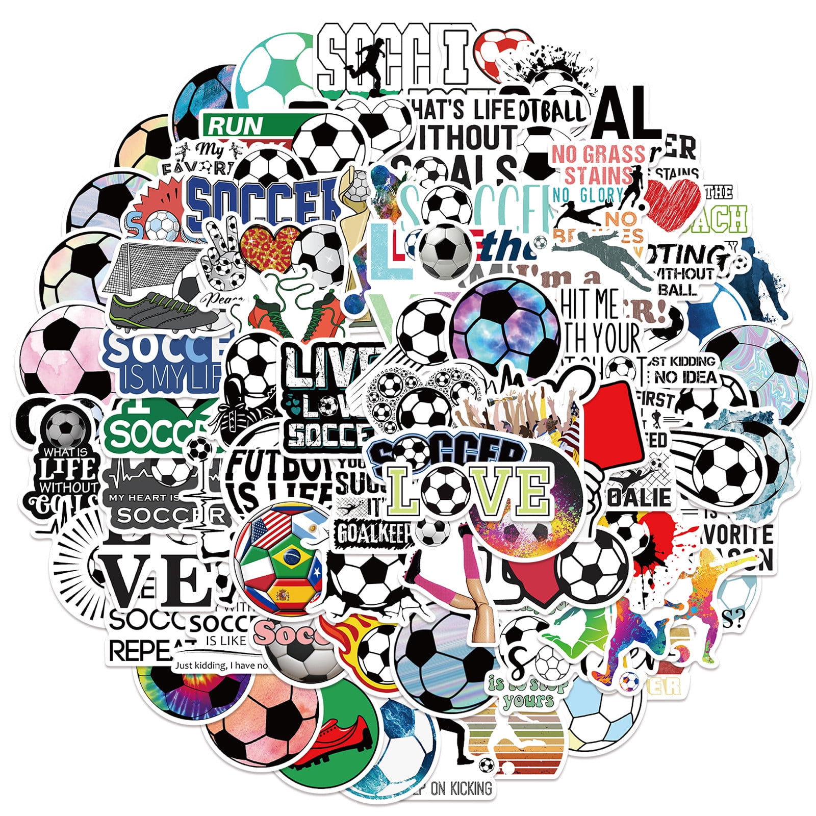 Yoetaun 100Pieces Soccer Stickers Sports Stickers Soccer Fan Stickers ...