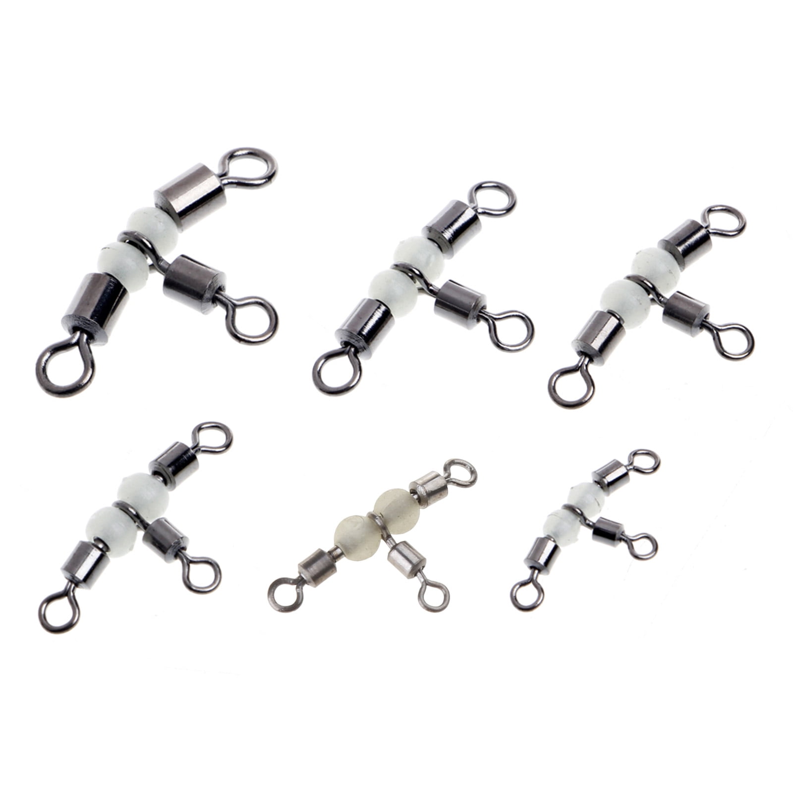 Yoetaun 10Pieces 3 Way Triple Glow Beads Fishing Rolling Swivels Tackle ...