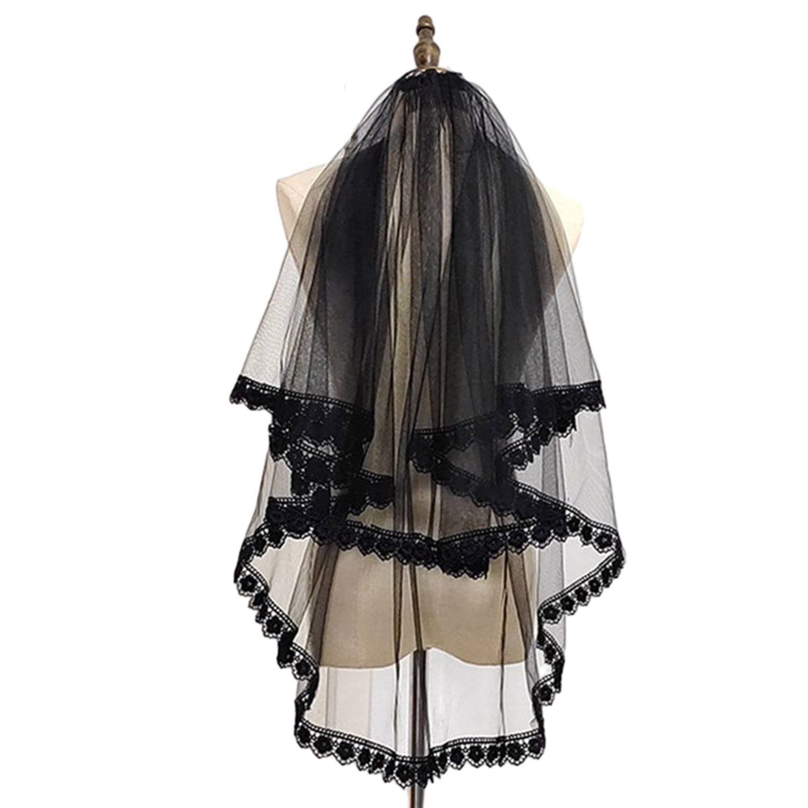 Yoetaun Dark Veil Lace Veils Head Covering Wedding Hair Accessories ...