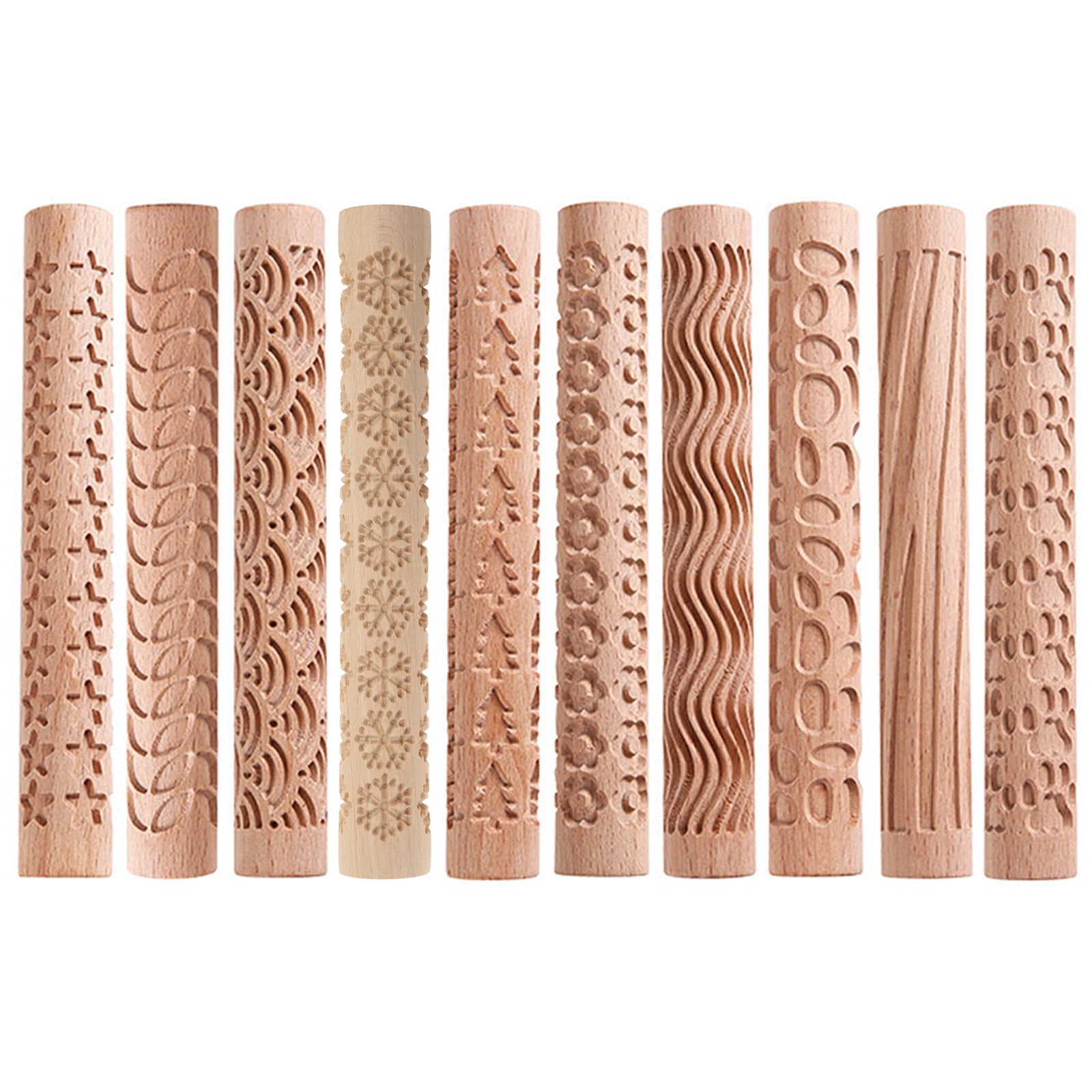Yoetaun Embossing Rolling Pin Christmas Theme Pattern Engraved Wooden ...
