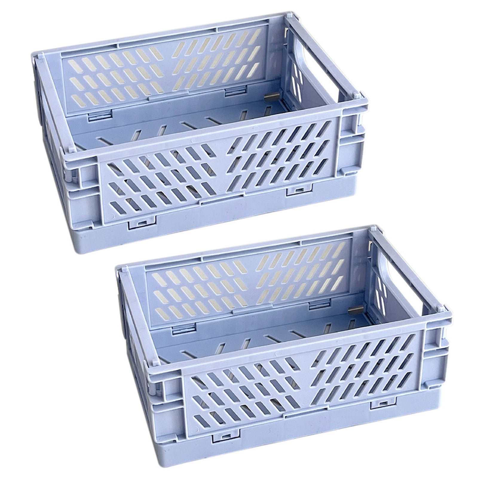 Yoetaun Plastic Baskets Foldable Desk Crates Storage Box Stackable ...
